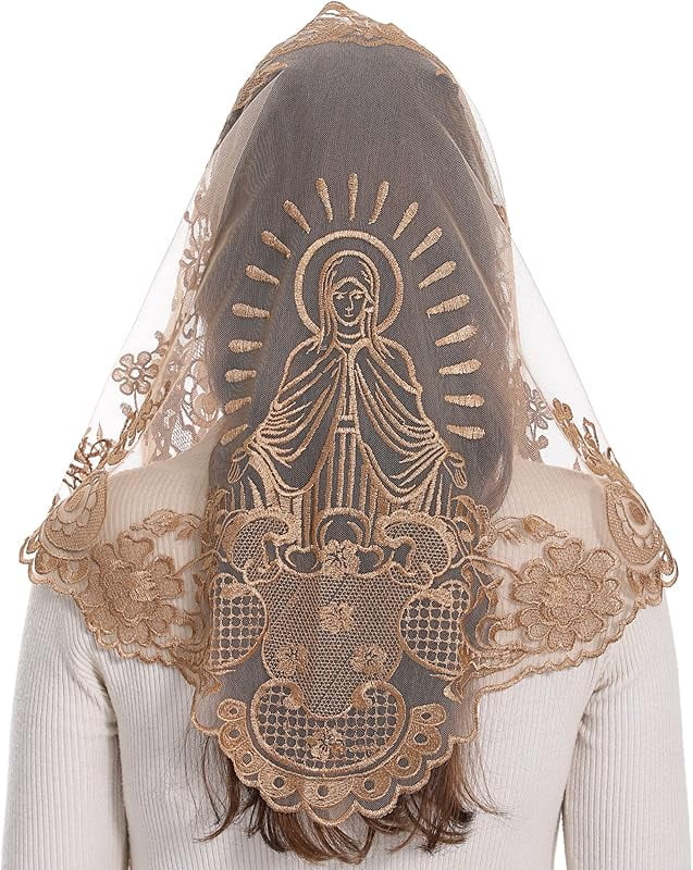 Catholic Lace Mantilla Veil - Marian Apparitions Embroidery Spanish ...