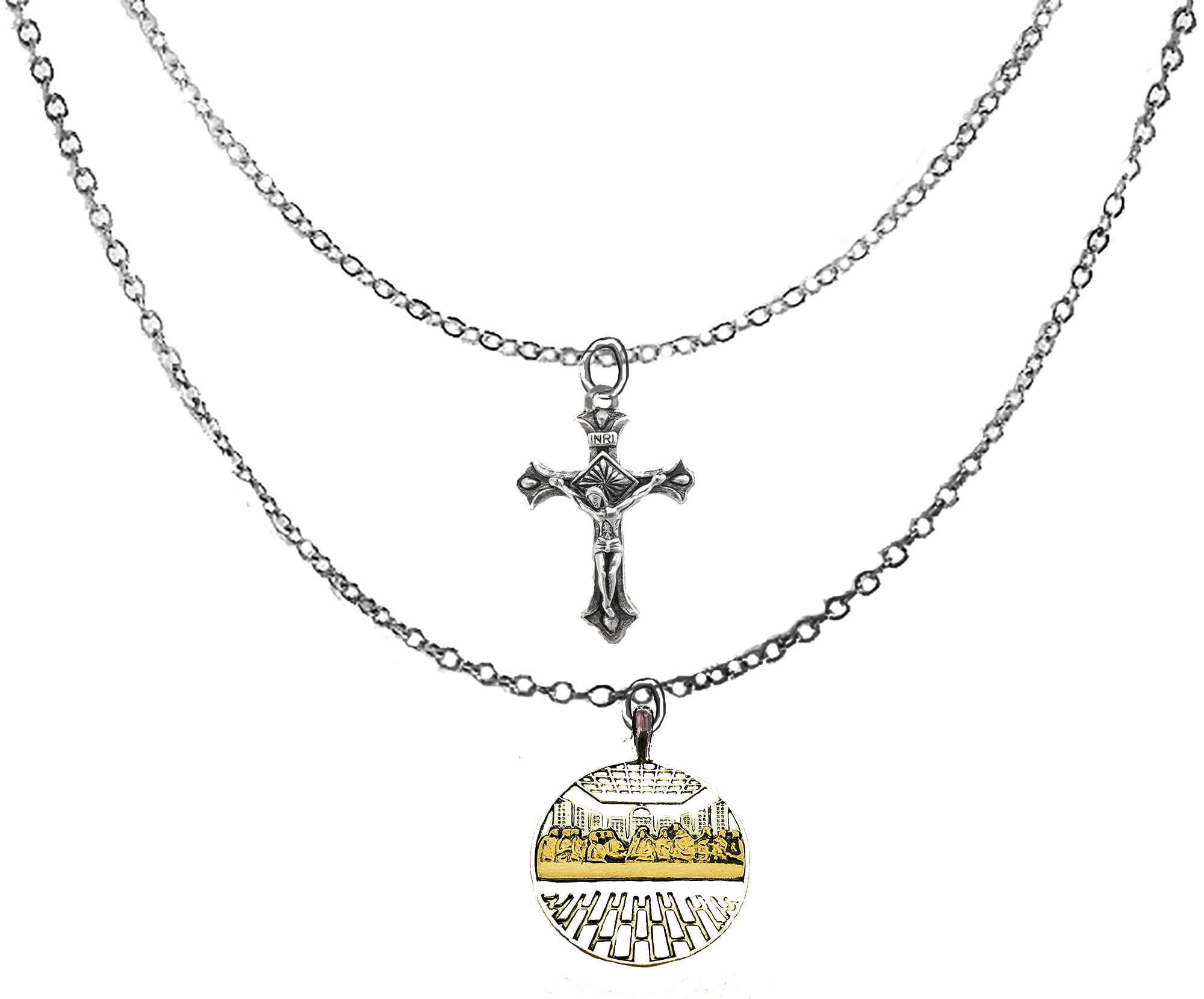 Catholic, Last Supper, Crucifix, Jewelry, Silver Finish On Adjustable ...