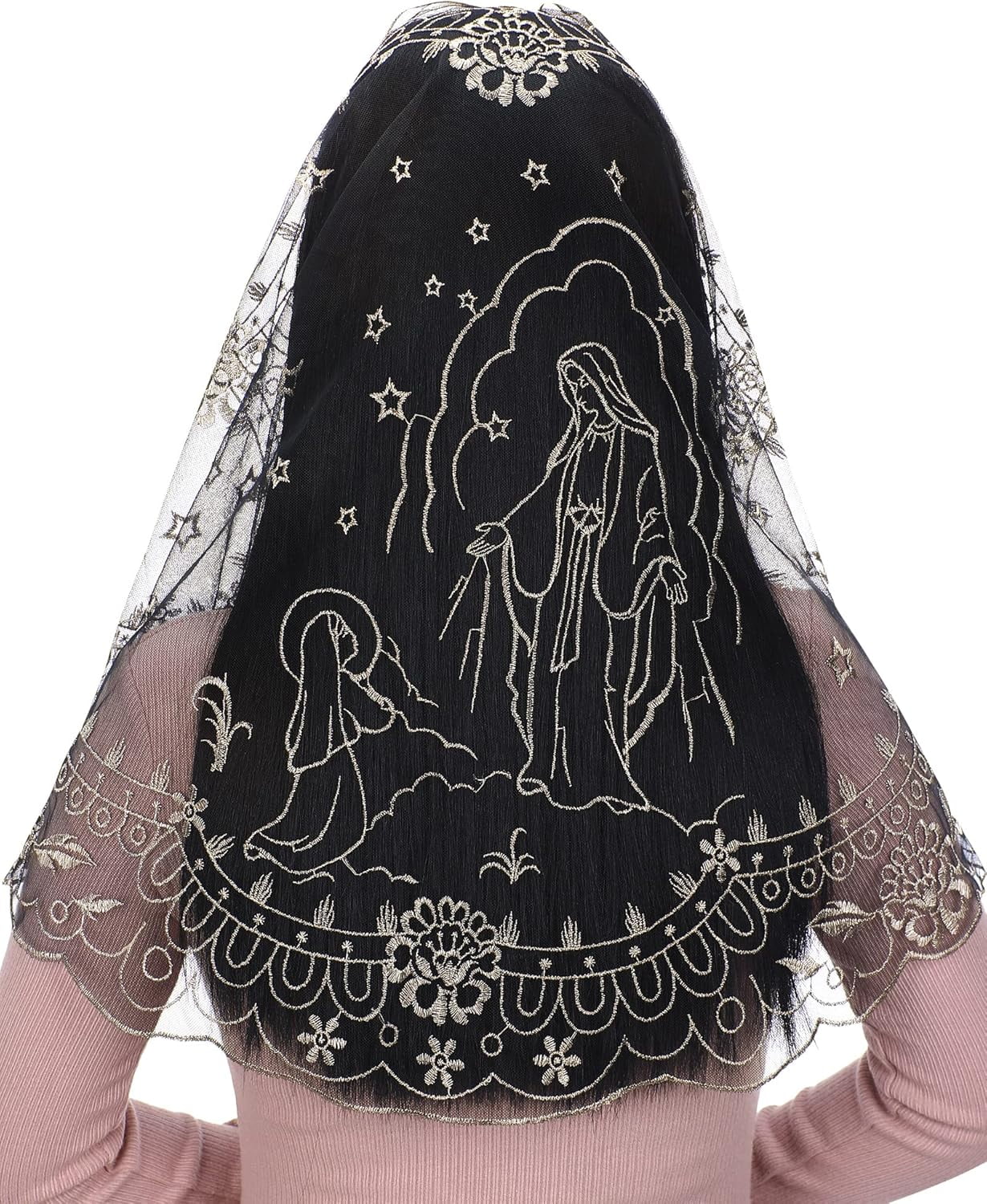 Catholic Mantilla Chapel Veil - Spanish Church Mass Veil D Shape Our ...