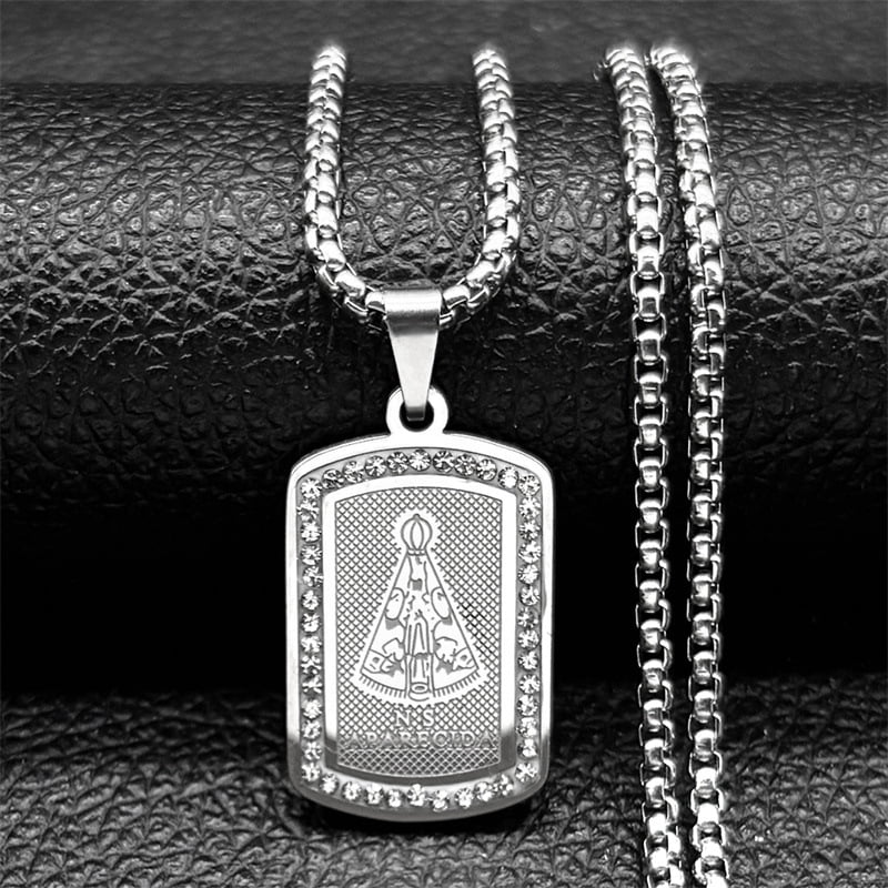 Catholic N. Sra. Aparecida 14K Yellow Gold Necklace for Men Women ...