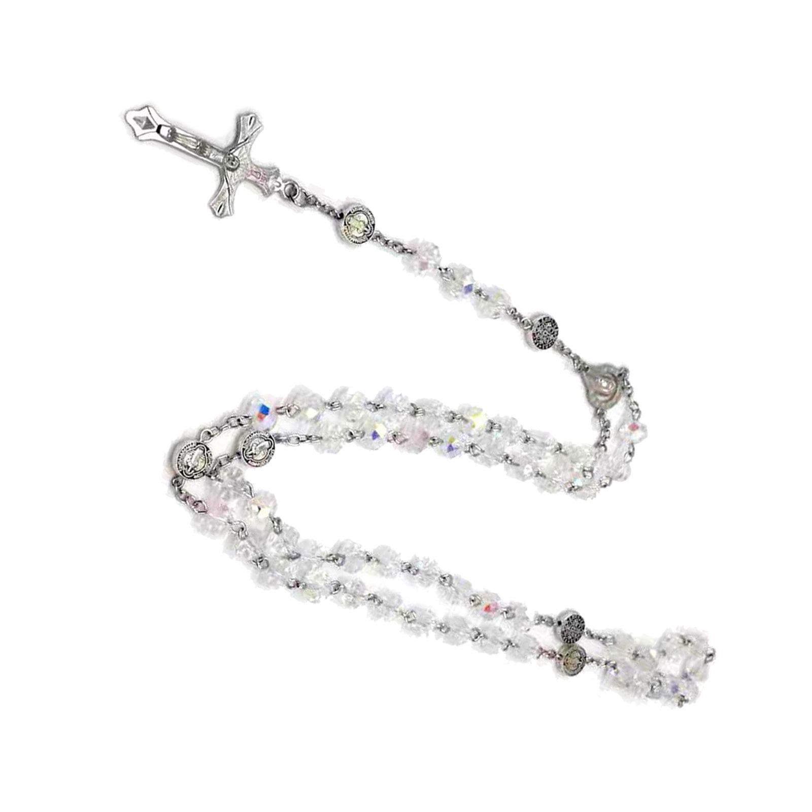 Catholic Necklace Rosary Crystal Beads Long Chain Pendant Necklaces ...
