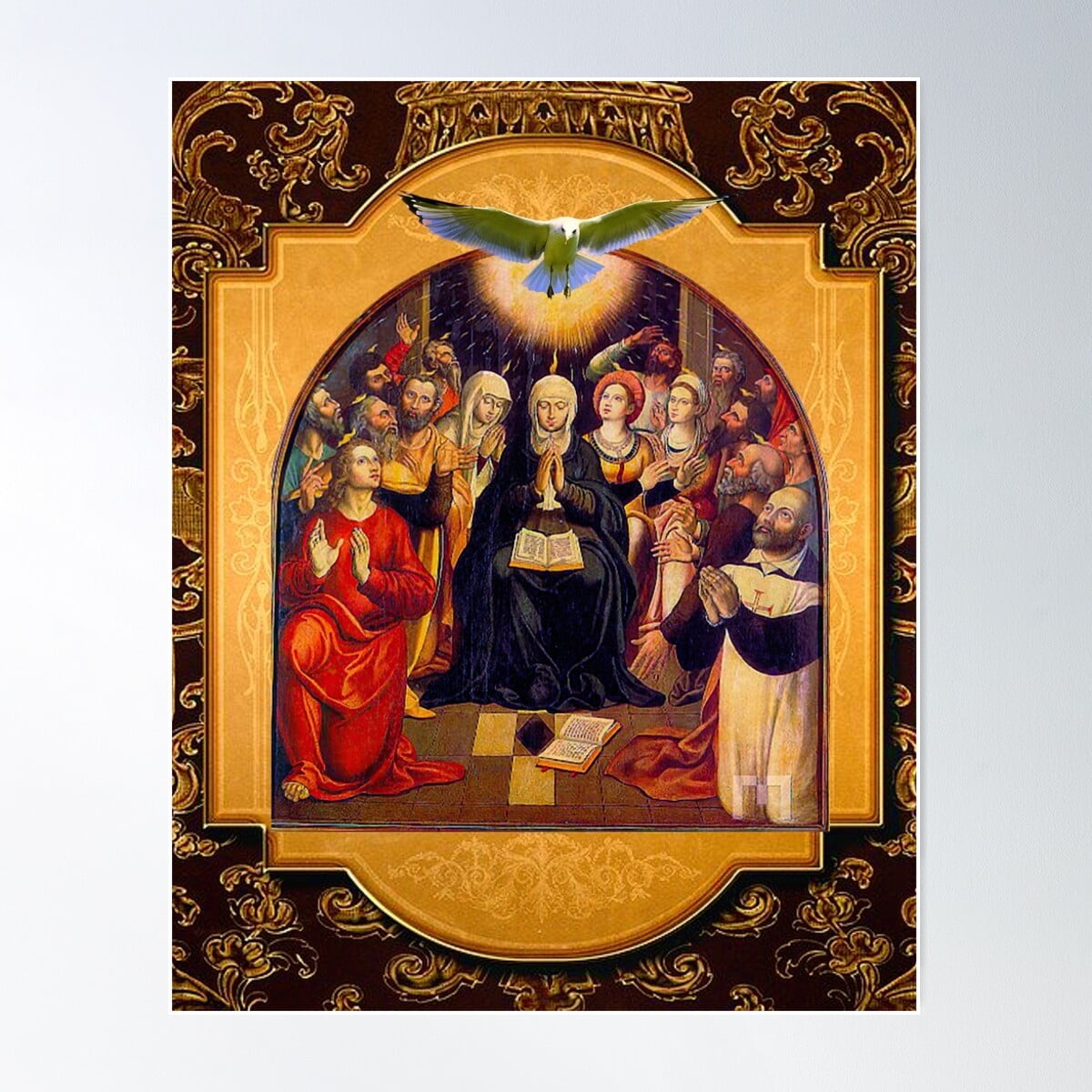 Catholic Pentecost Holy Spirit Apostles Saint Virgin Mary Poster Wall ...