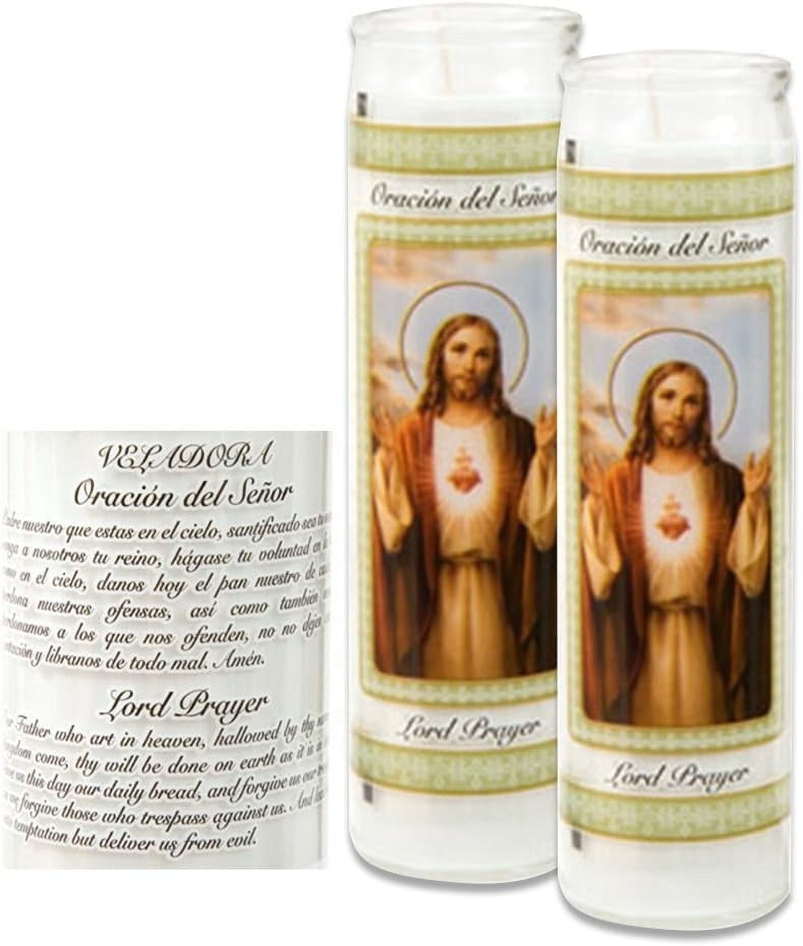 Catholic Prayer Candles - Set Of 2 Religious Candles - Real Wax (White ...