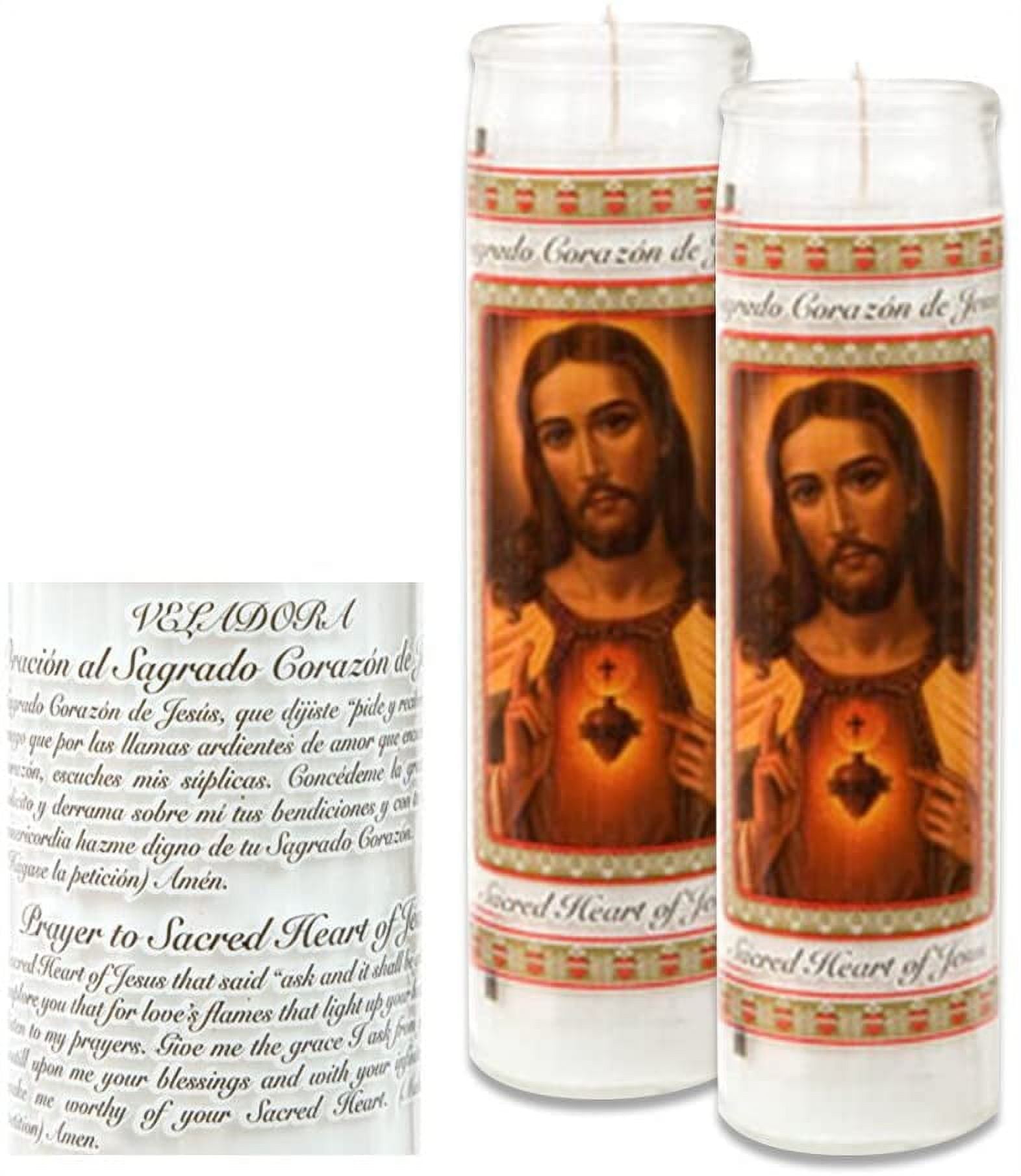 Catholic Prayer Candles - Set Of 2 Religious Candles - Real Wax (White ...