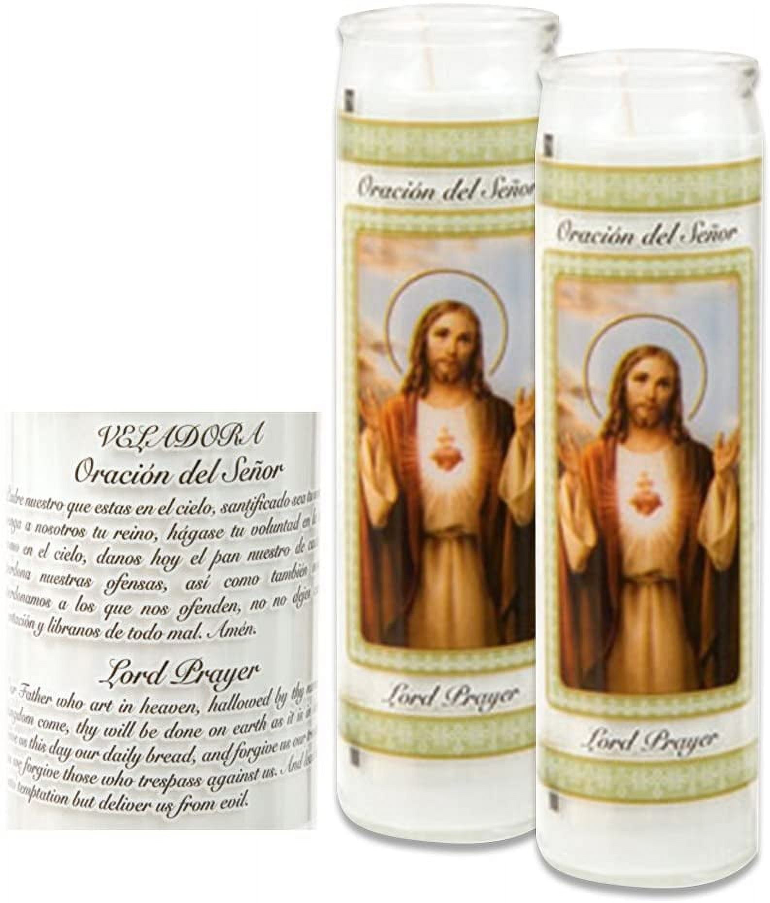 Catholic Prayer Candles - Set Of 2 Religious Candles - Real Wax (White ...