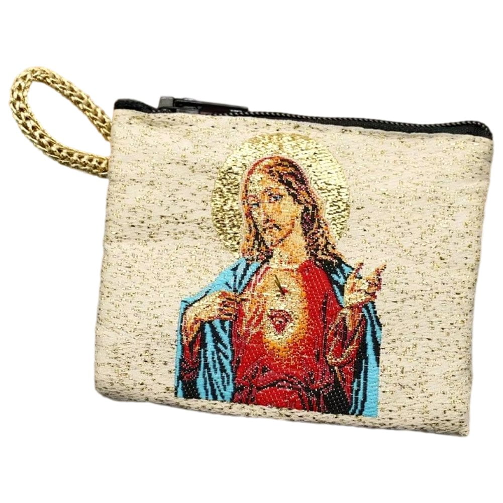 Catholic Rosary Coin Pouch - Religious Embroidered Prayer Bead Bag ...