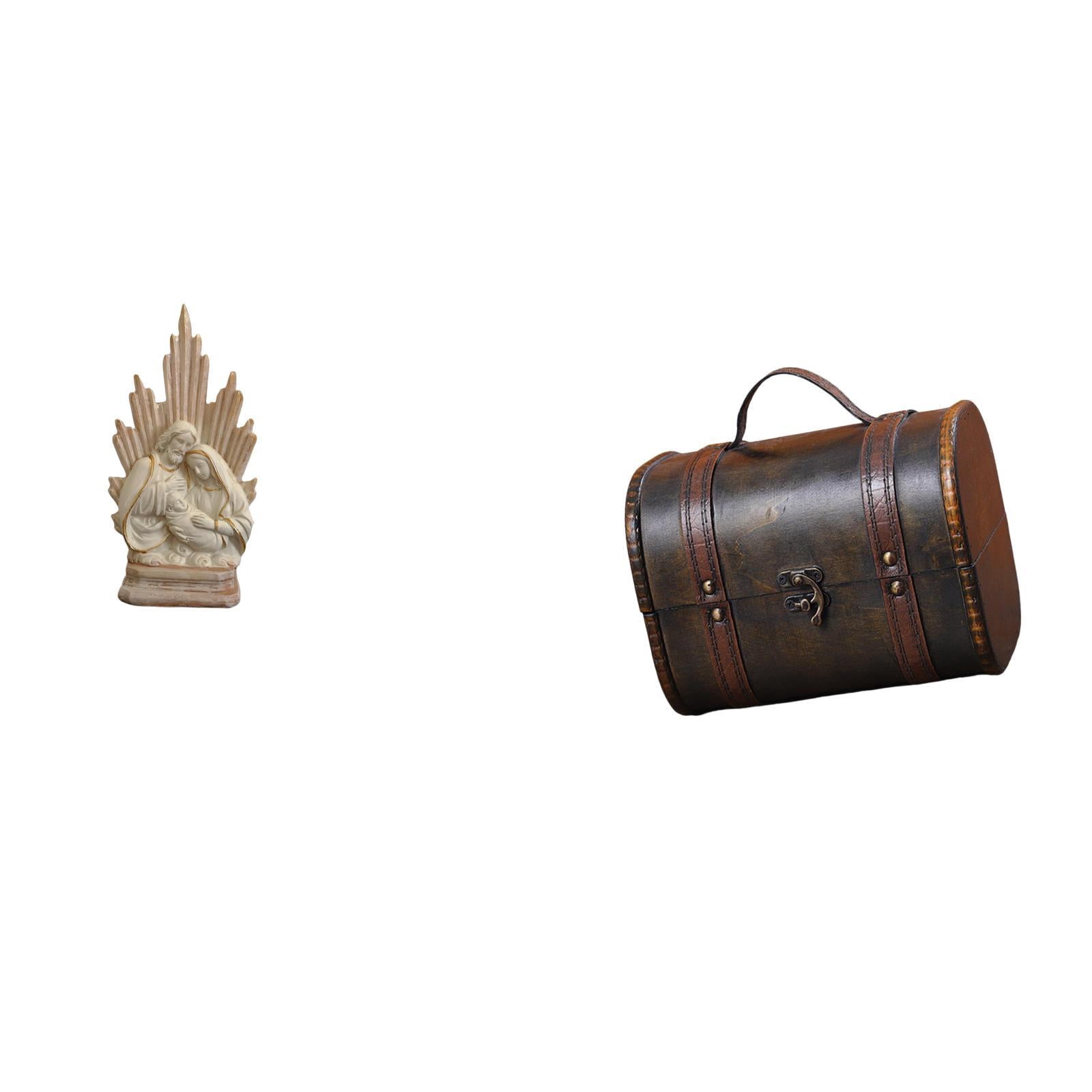 Catholic Statue Holy Family Figurine Wooden Jewelry Box Rustic Resin ...