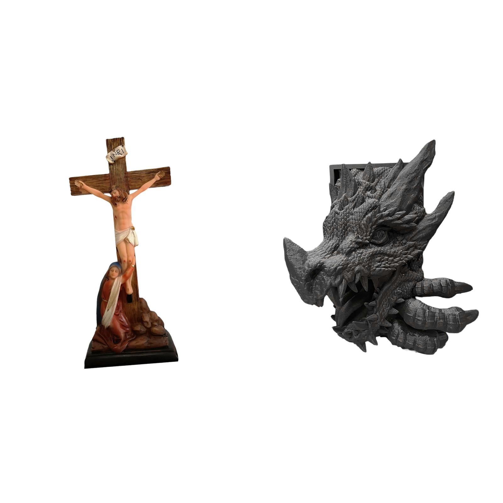 Catholic Statue Jesus Figurine Book Support Richly Colored Dragon ...