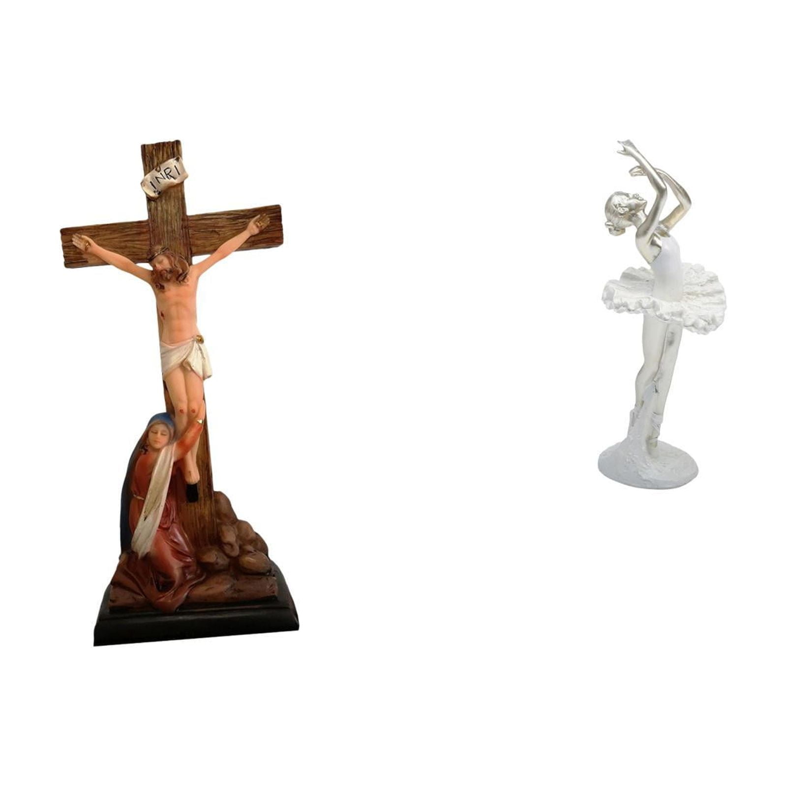 Catholic Statue Mother Mary Figurine Jesus Cross Resin Material ...