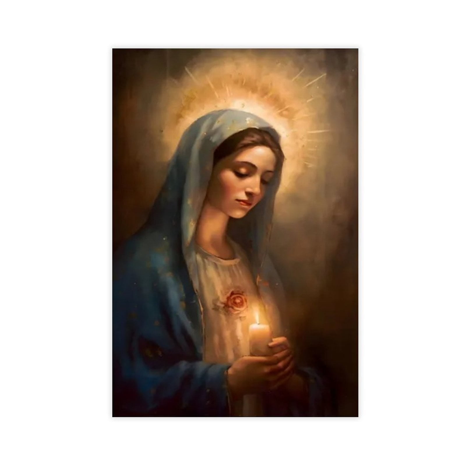 Catholic Virgin Mary Canvas Print Blessed Virgin Mary Religious Print ...