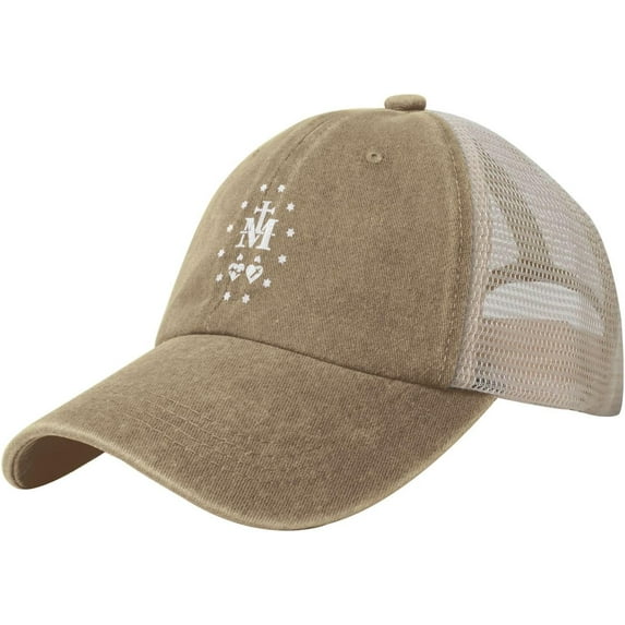 Catholic Virgin Mary Sacred Heart Outdoor Washed Denim Mesh Hat Denim ...