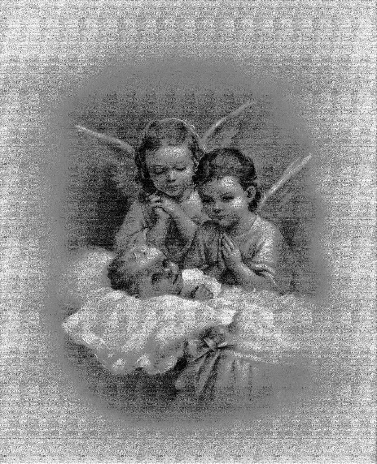 Catholic print picture - Angels w Baby B - 8" x 10" ready to be framed ...
