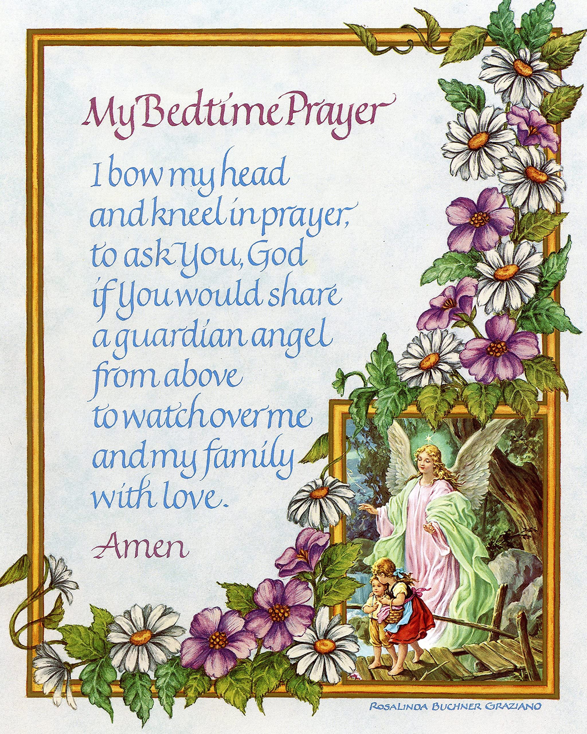 Catholic print picture - BEDTIME PRAYER - 8" x 10" ready to be framed ...