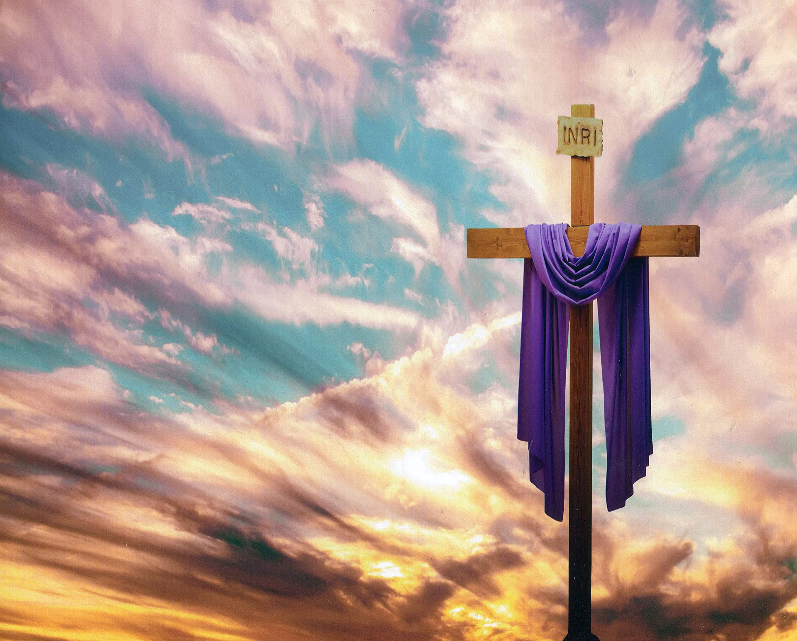 Catholic print picture - Cross over bright sunset R - 8" x 10" ready to ...