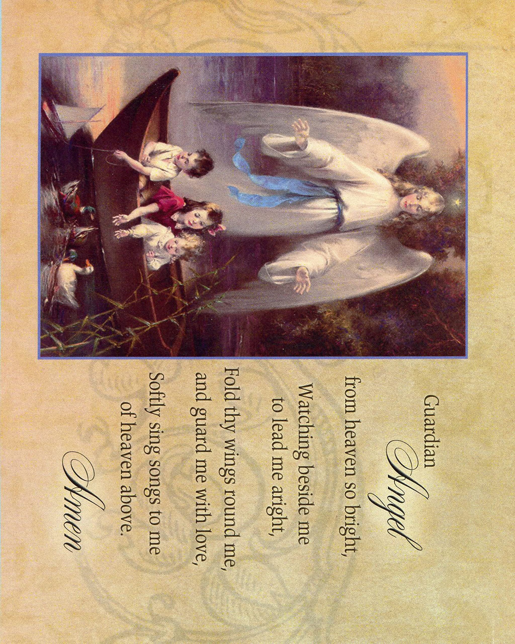 Catholic print picture - GUARDIAN ANGEL PRAYER - 8" x 10" ready to be ...