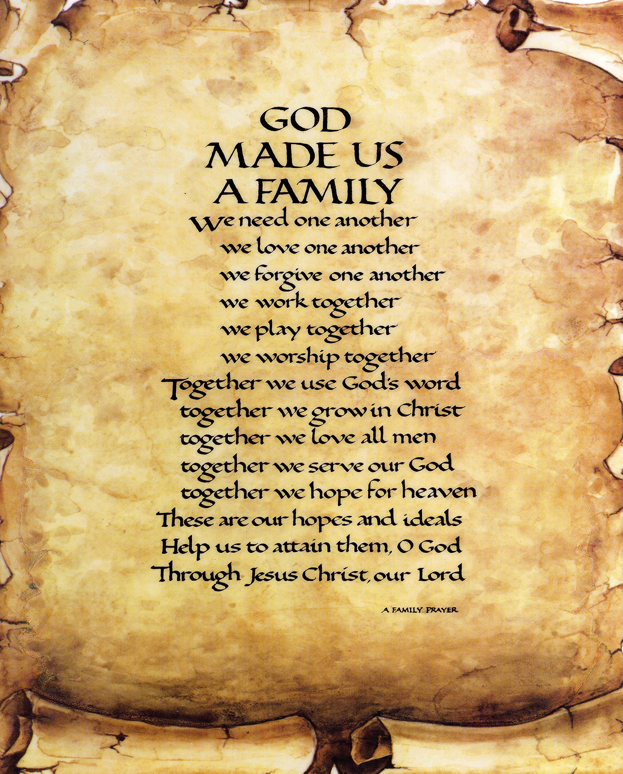 Catholic print picture - God Made Us A Family - 8" x 10" ready to be ...