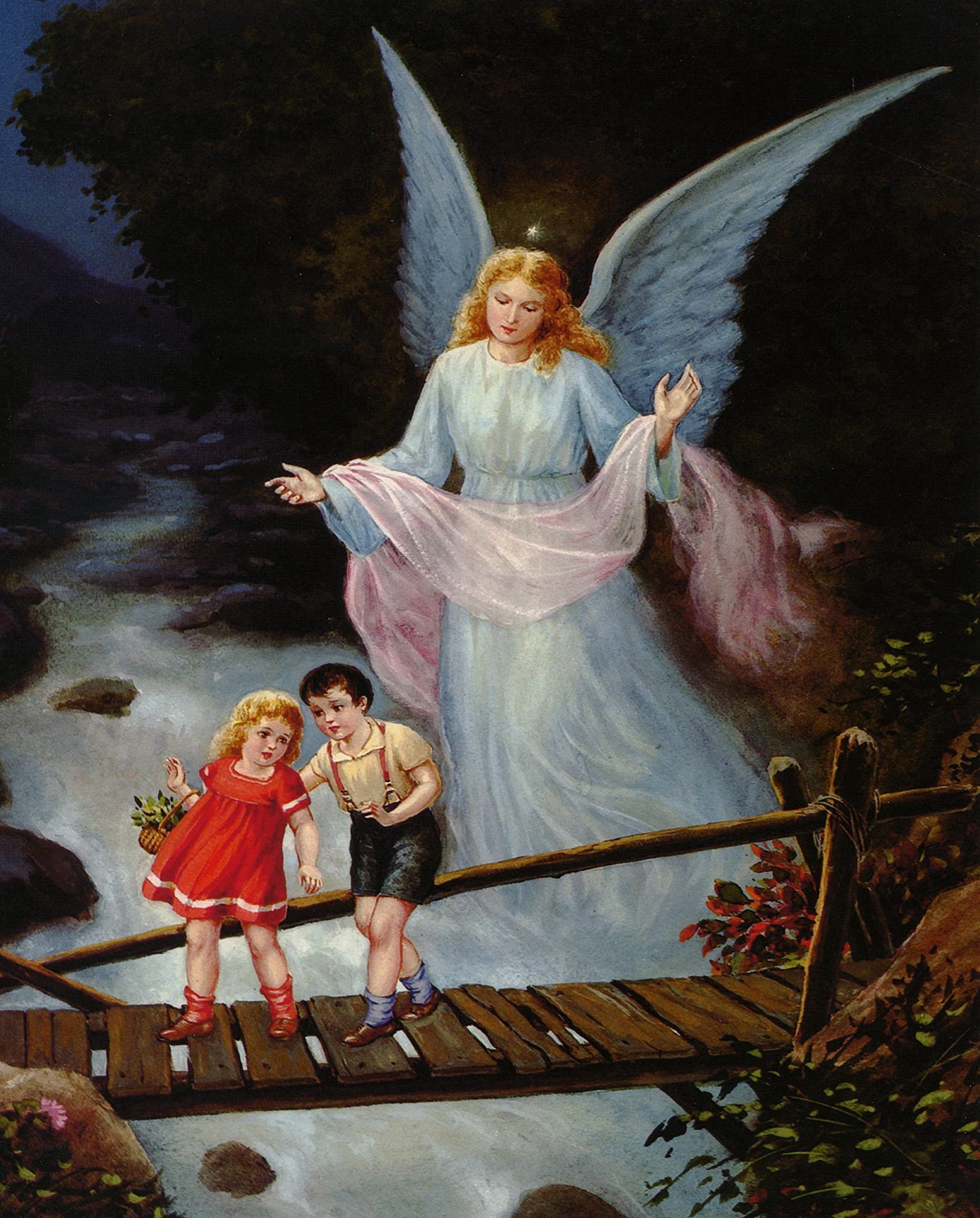 Catholic print picture - Guardian Angel 9 - 8" x 10" ready to be framed ...