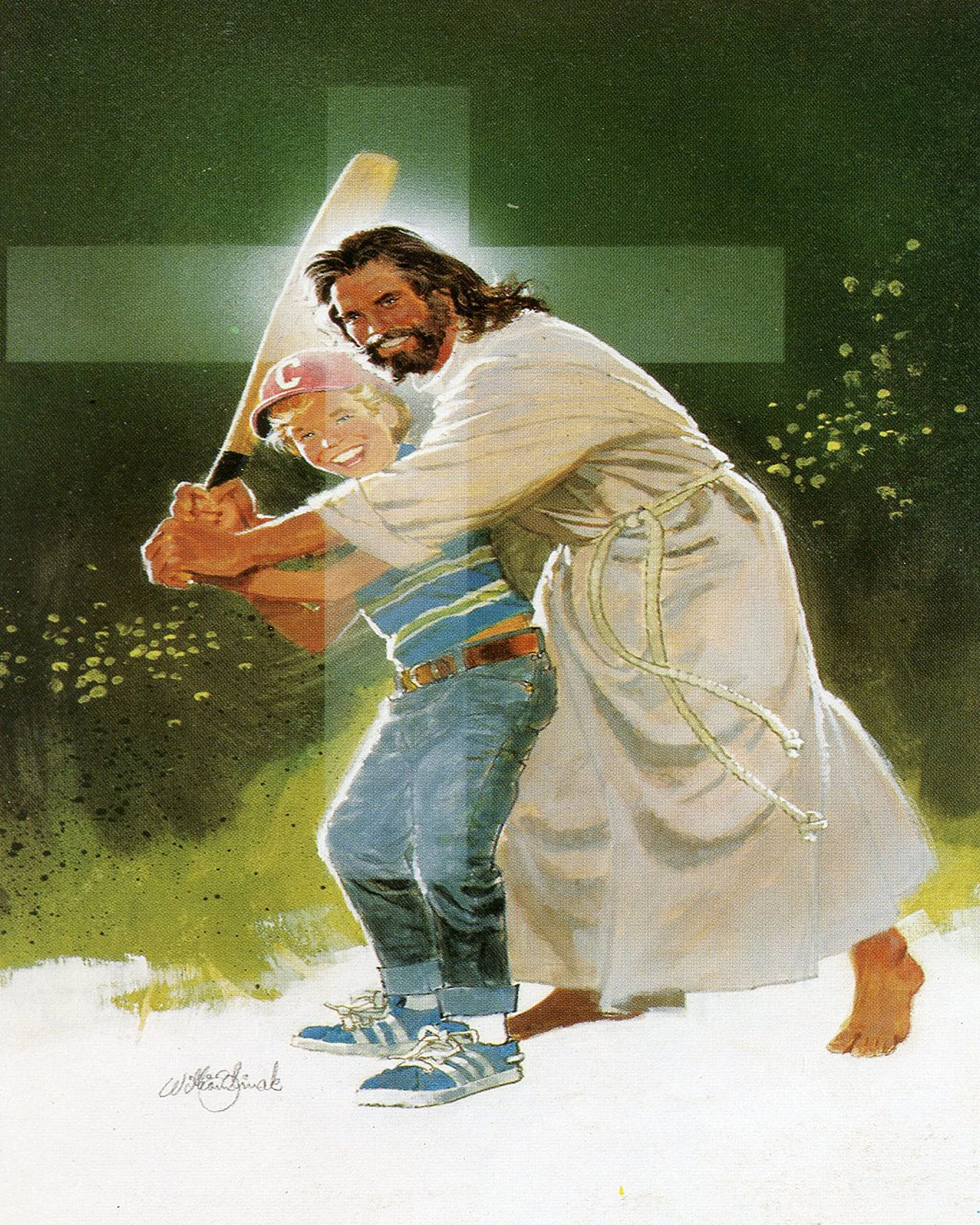 Catholic print picture - JESUS BASEBALL - 8" x 10" ready to be framed ...