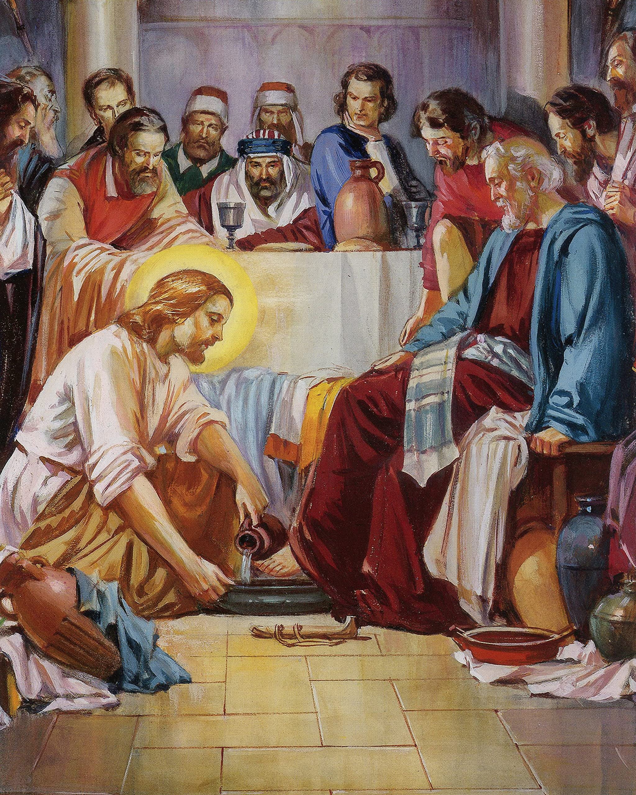 Catholic print picture - JESUS WASHES APOSTLES FEET P - 8" x 10" ready ...