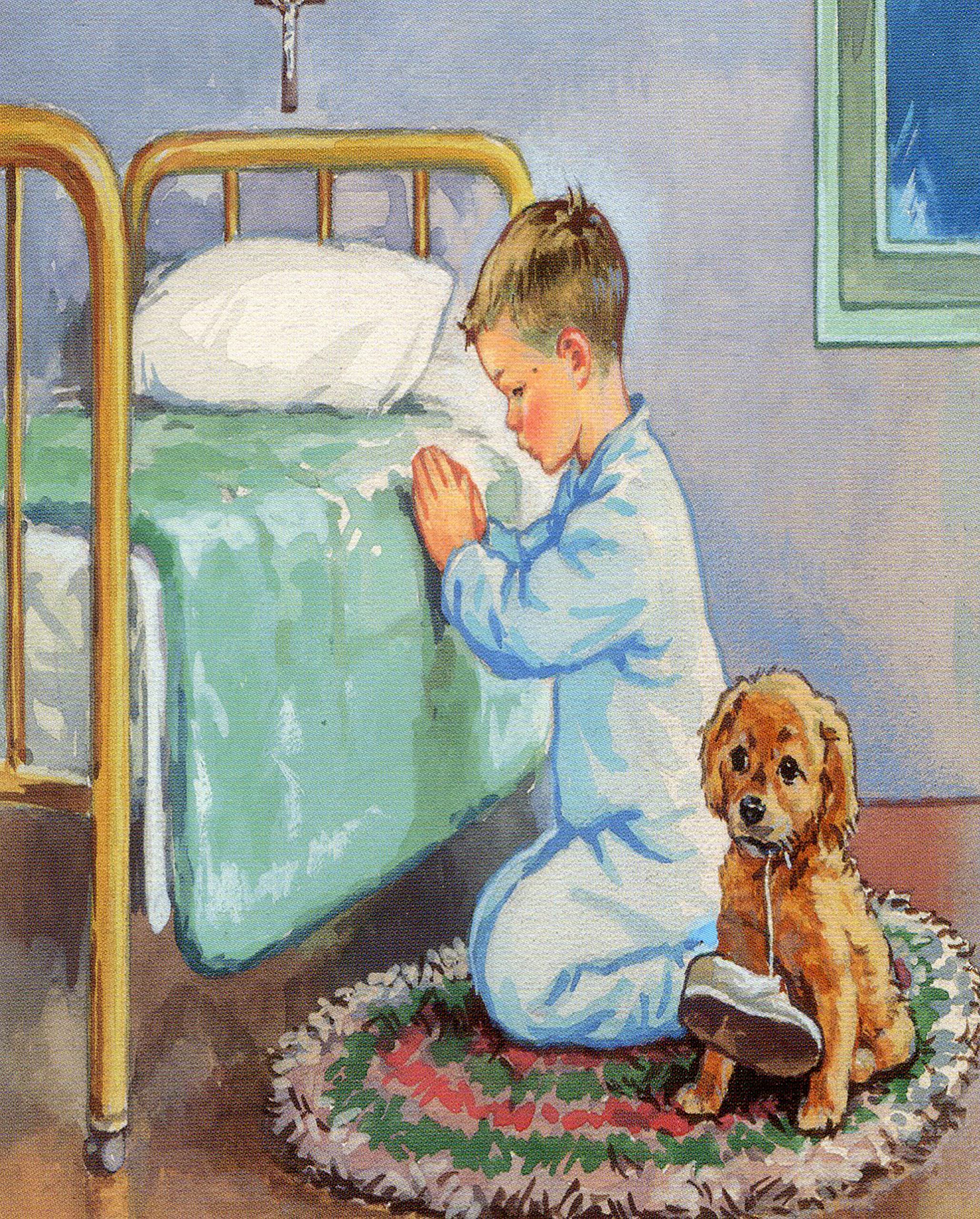 Catholic print picture - Night Prayers Boy N - 8" x 10" ready to be ...