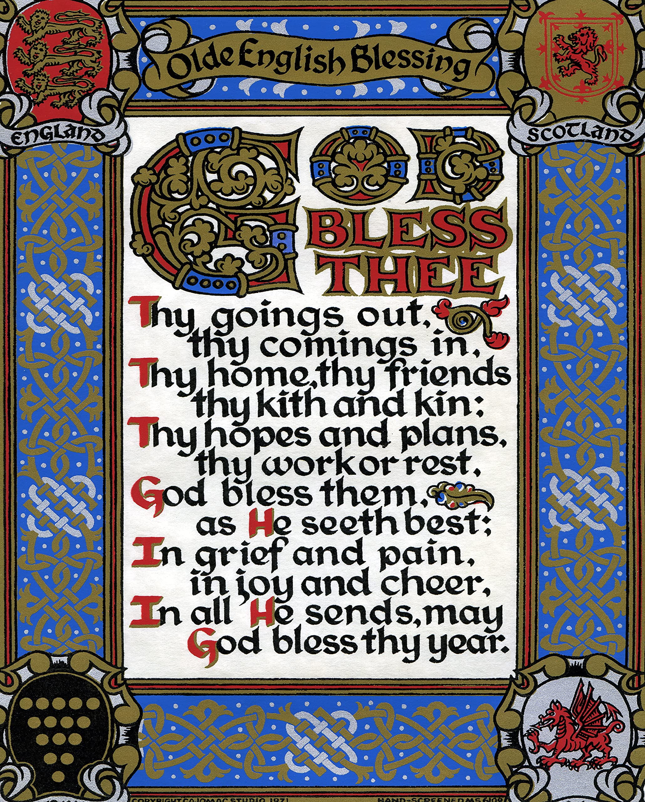 Catholic print picture - Old English Blessing - 8" x 10" ready to be ...