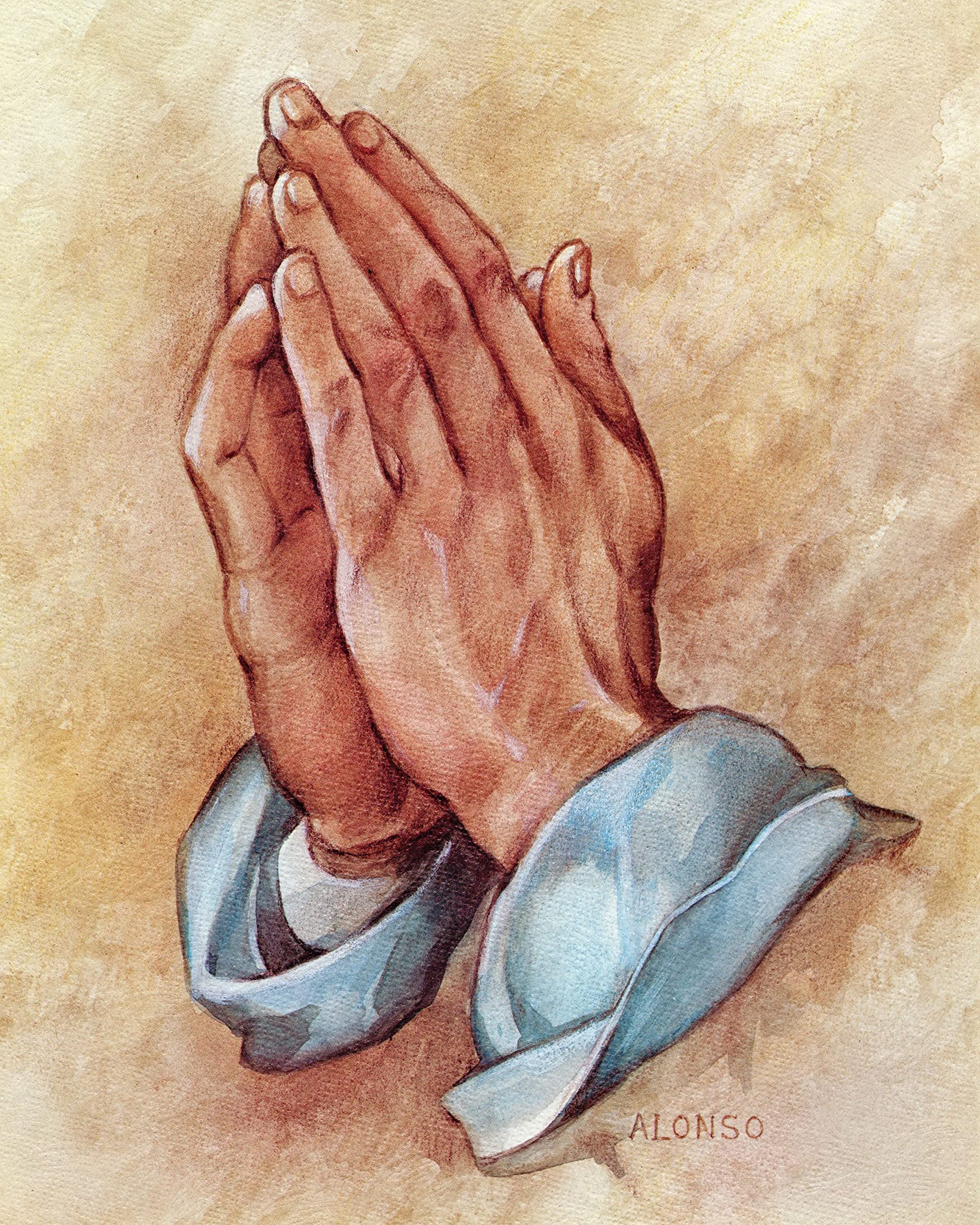 Catholic print picture - PRAYING HANDS 4 - 8" x 10" ready to be framed ...