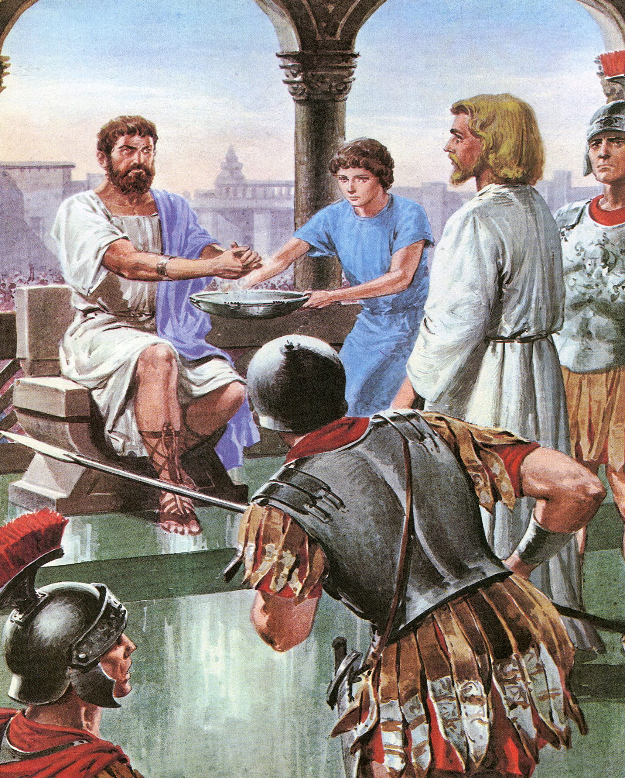 Catholic print picture - Pilate & Jesus T - 8" x 10" ready to be framed ...