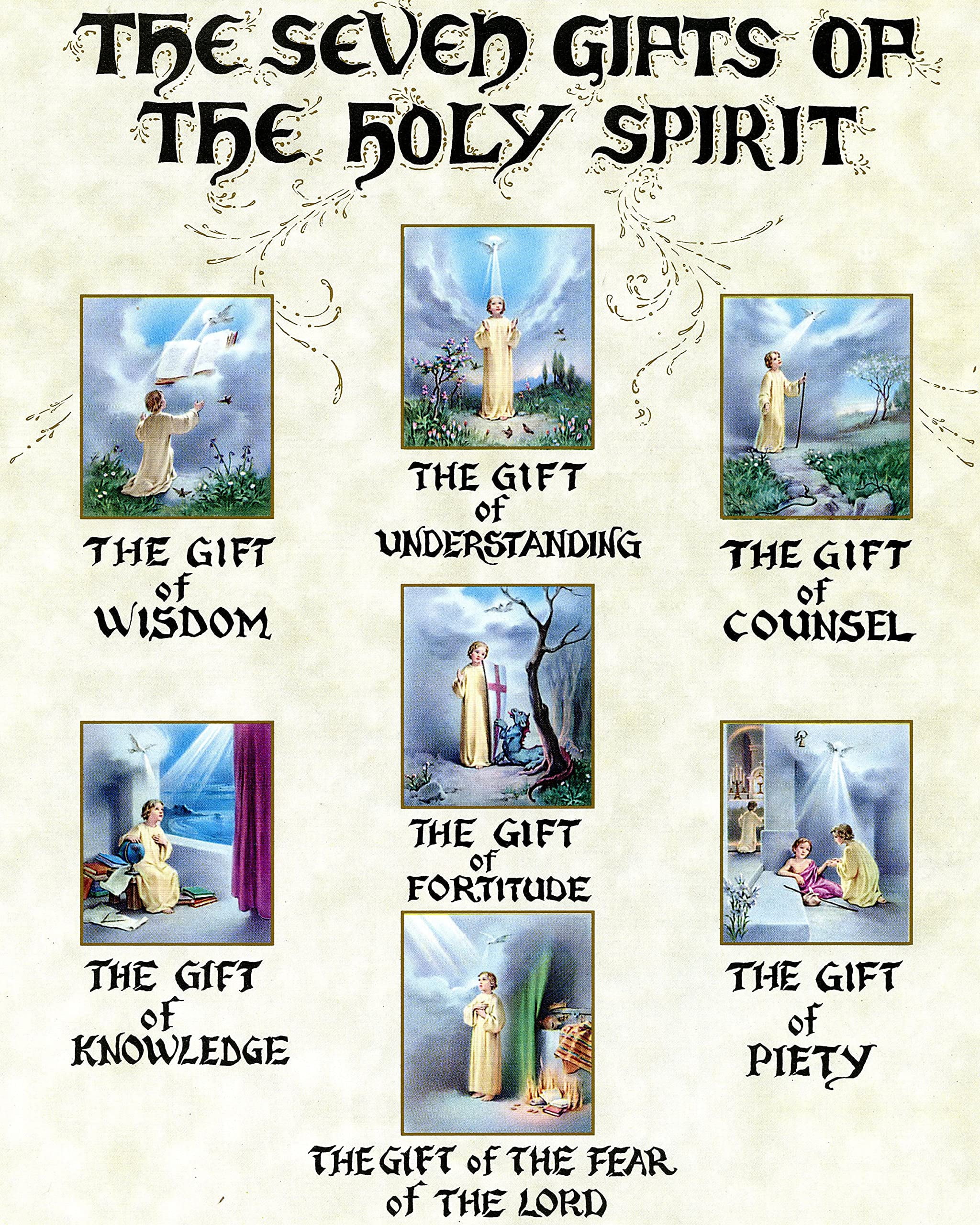 Catholic print picture - SEVEN GIFTS OF HOLY SPIRIT P - 8" x 10" ready ...