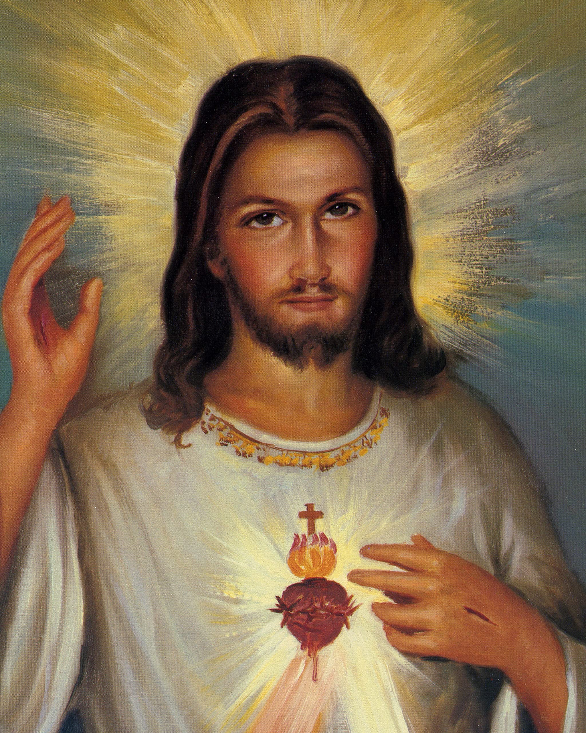 Catholic print picture - Sacred Heart 3 - 8" x 10" ready to be framed ...