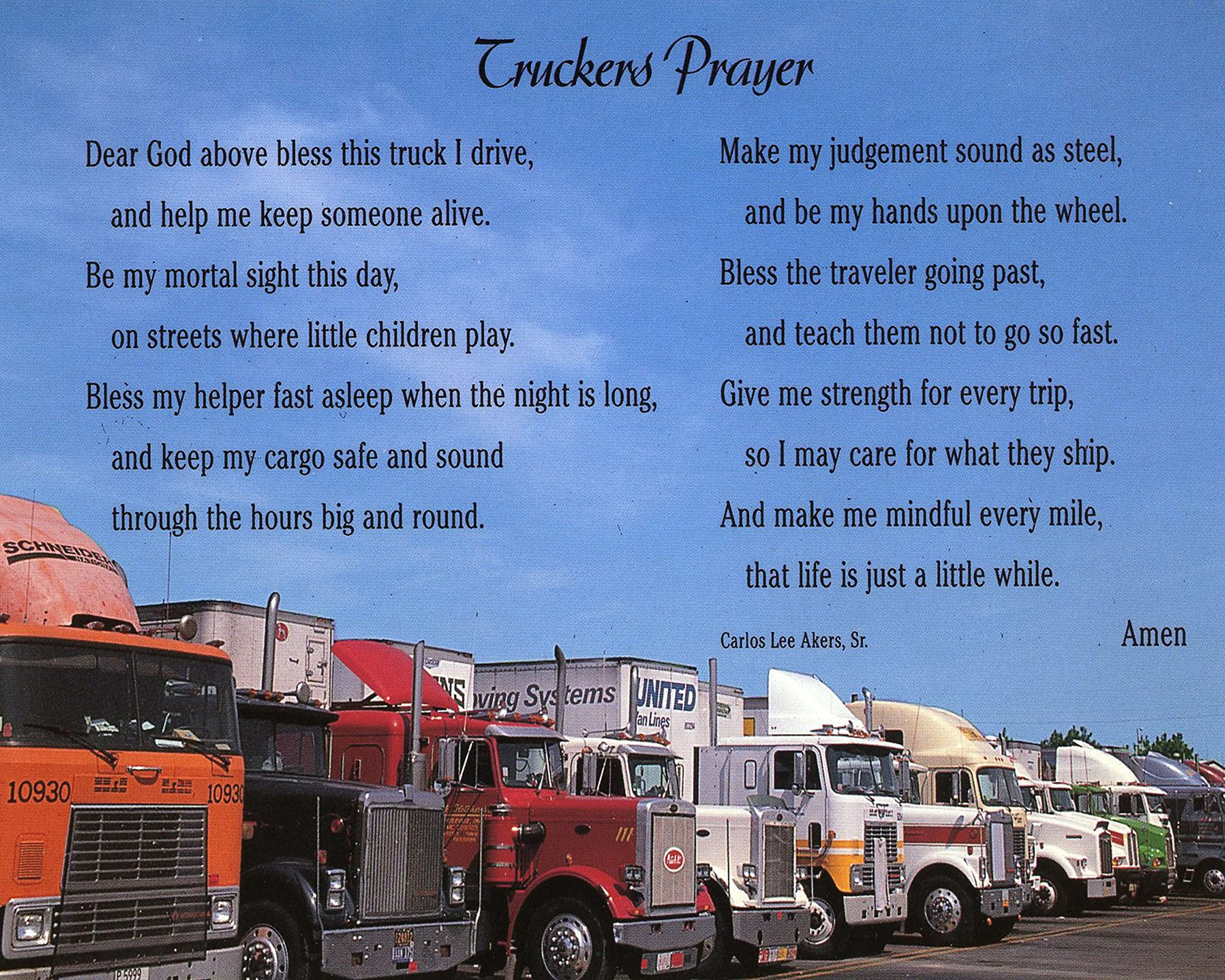 Catholic print picture - TRUCKERS PRAYER P - 8" x 10" ready to be ...