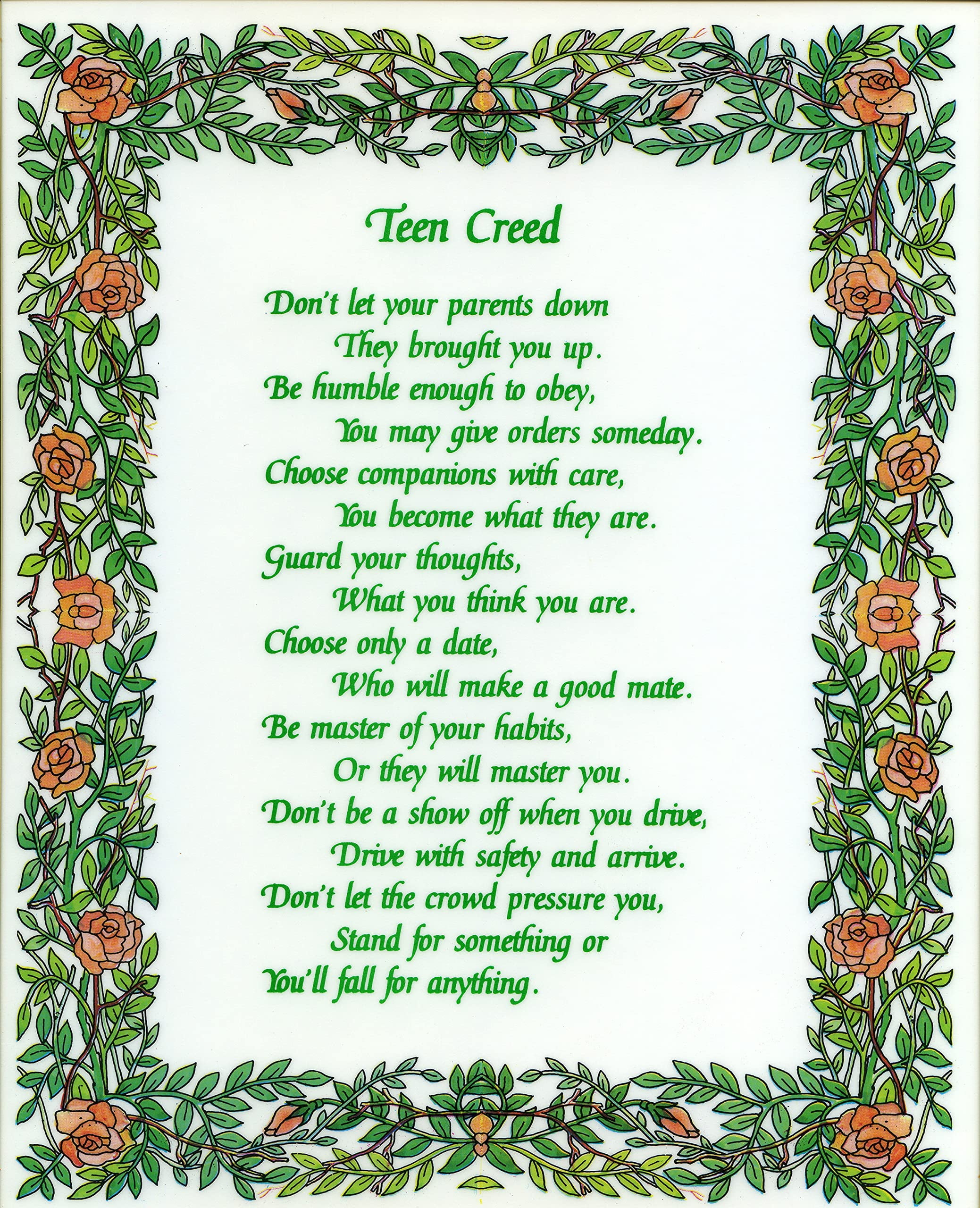 Catholic print picture - Teen Creed - 8" x 10" ready to be framed ...