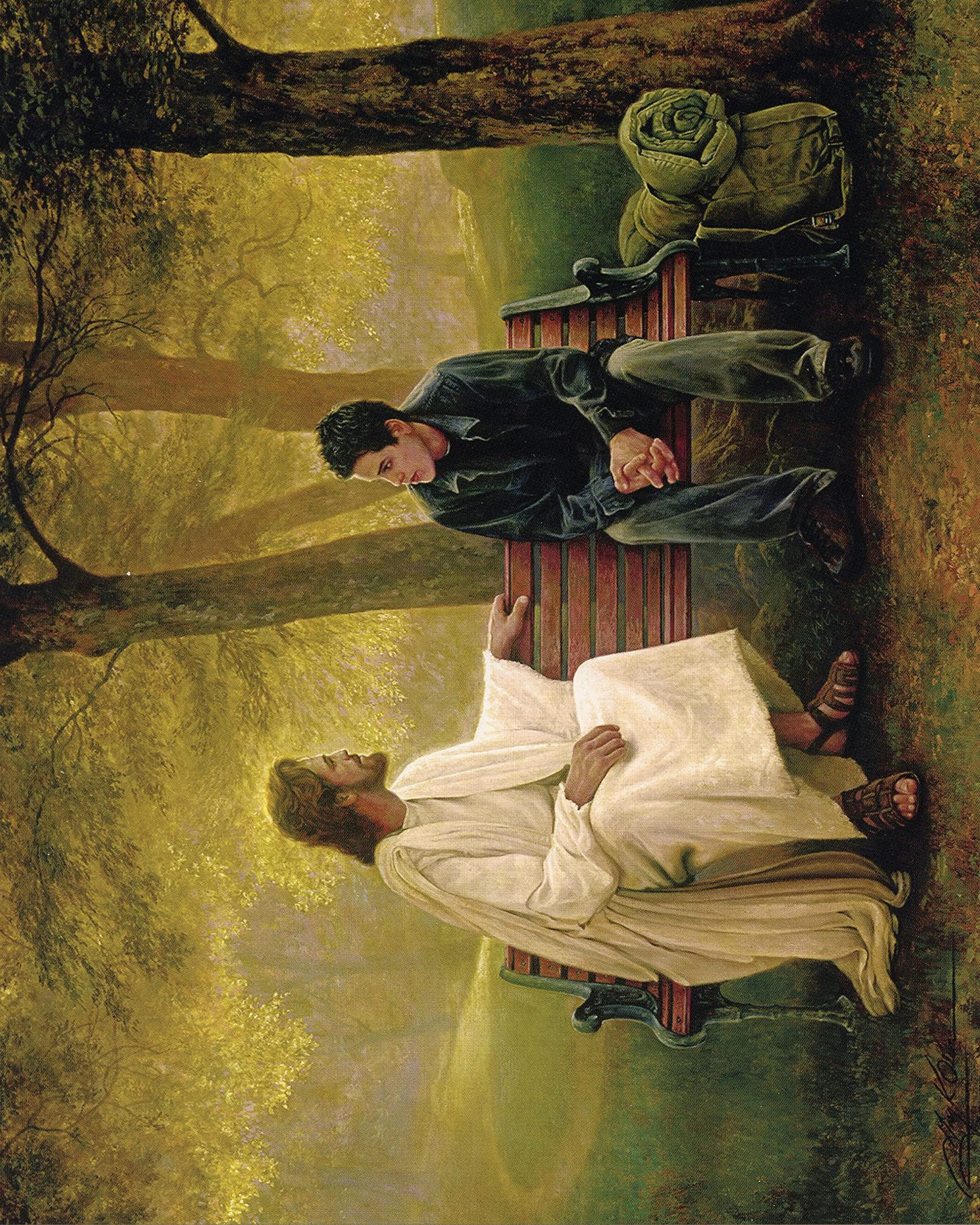 Catholic print picture - jesus with teenager - 8" x 10" ready to be ...