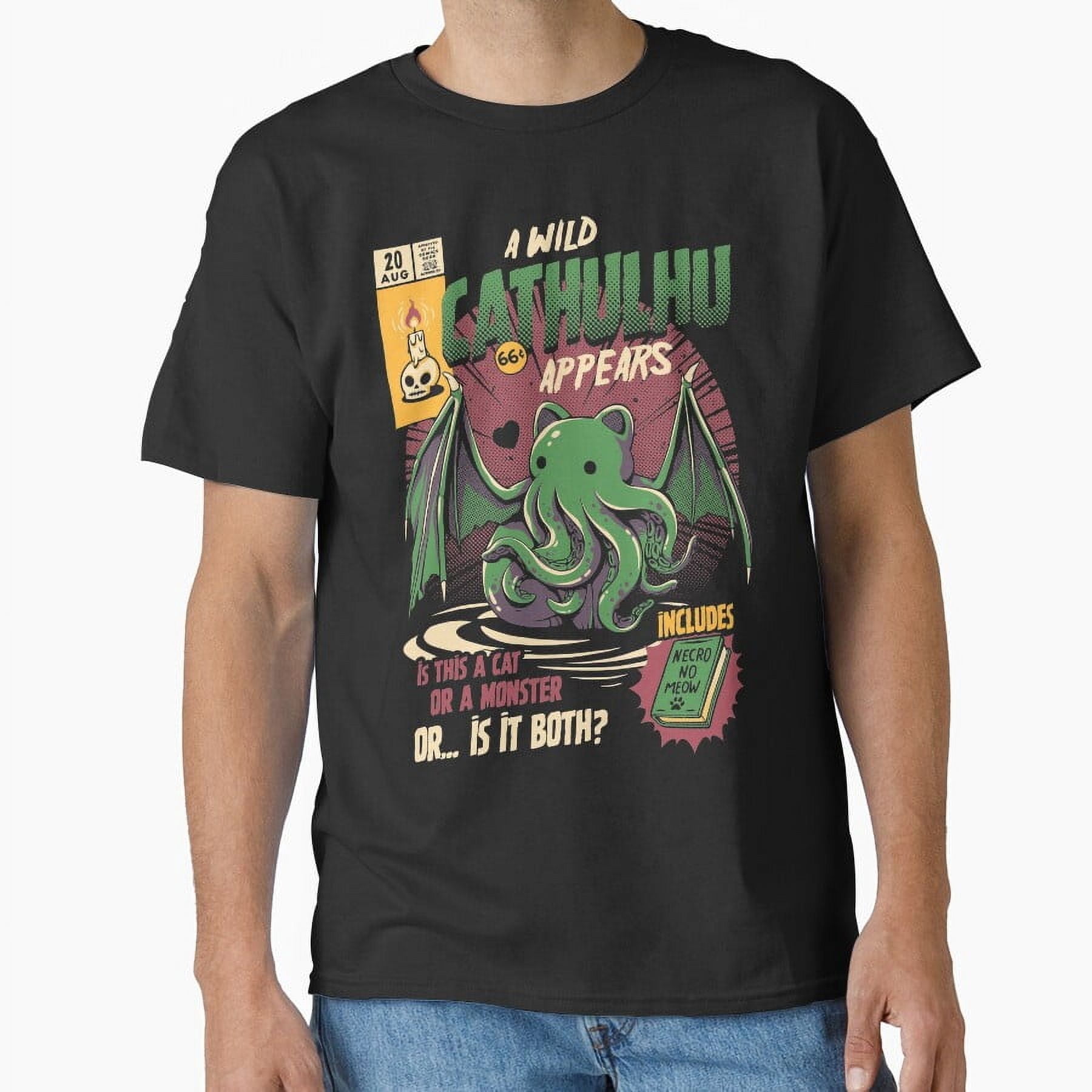 Cathulhu Funny Cthulhu Cat Mashup Lovecraftian Graphic H23613 T-Shirt ...