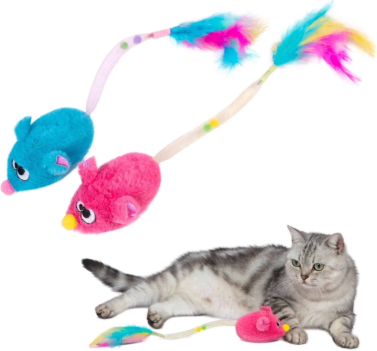 Catify Interactive Squeaking Mouse Cat Toys with Catnip, Plush Motion ...