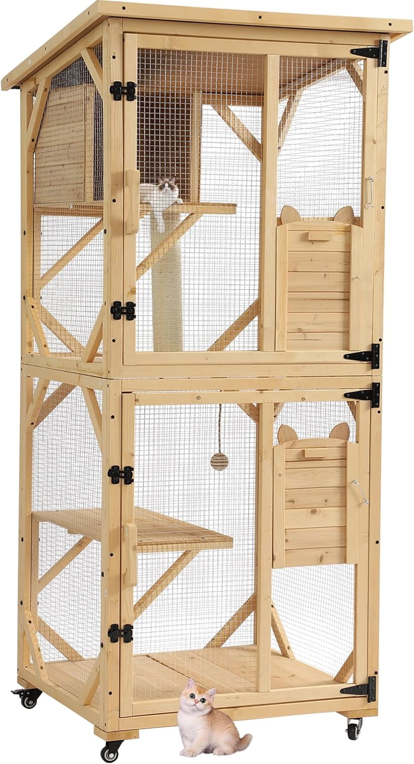 Catio 4 Tiers Outdoor Cat House Cage Enclosure, Large Cat Playpen ...