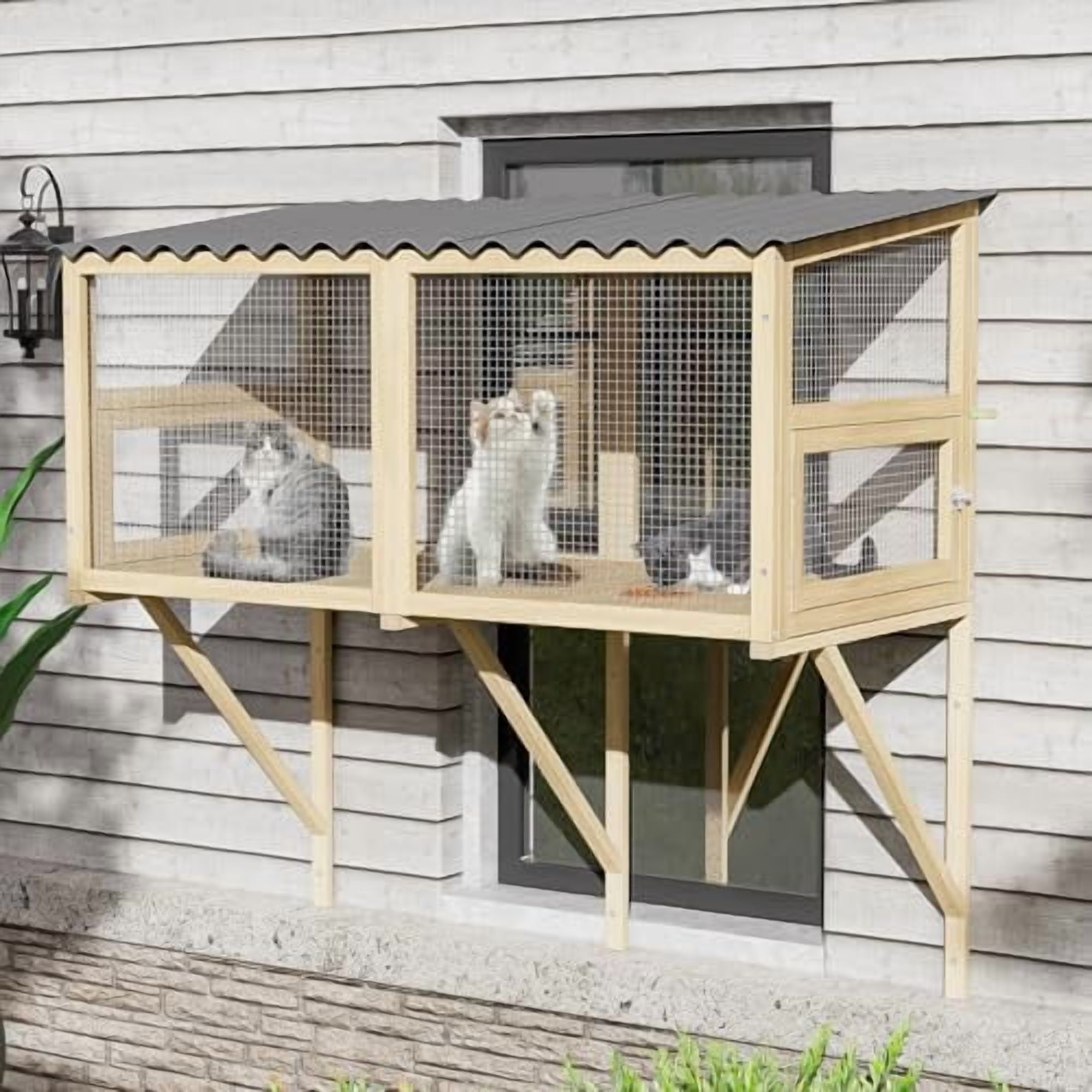 Catio Cat Window Perch Outdoor, 360° Catio Cat Enclosure Window for ...