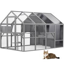 NARTRU Large Wooden Outdoor Cat Enclosure, Weatherproof Cat Catio Cage ...