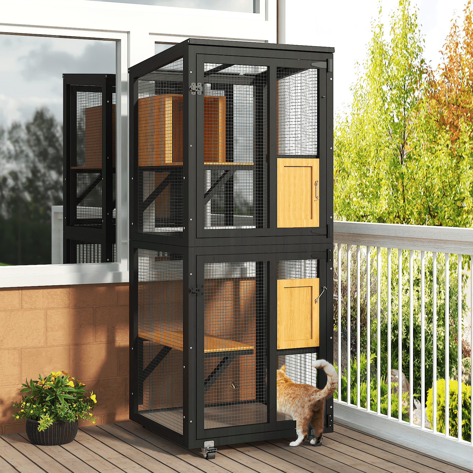 TIMHAKA Cat Kennels for Indoor Cats, 4 Tier Outdoor Cage for Cats with ...