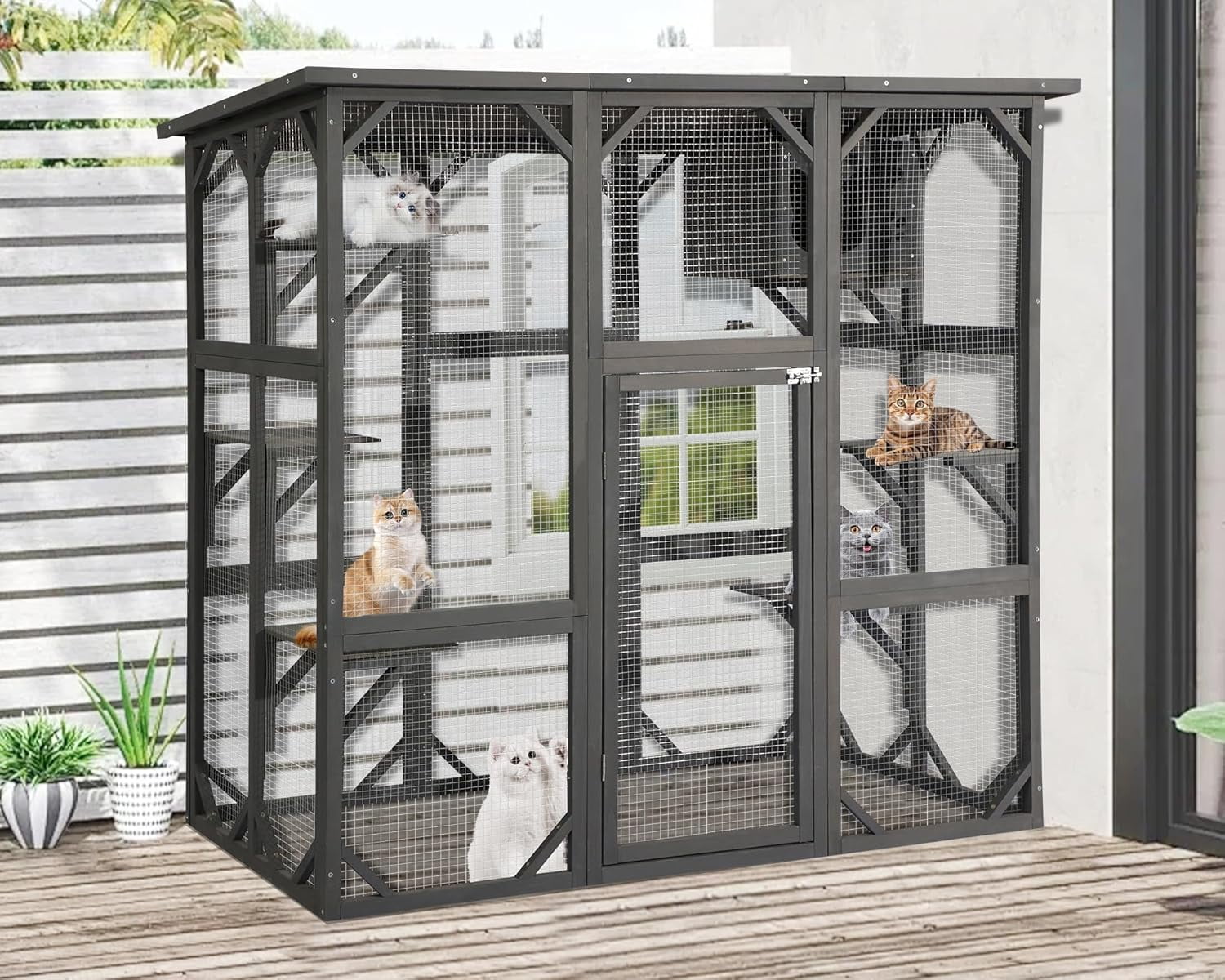 Catio Outdoor Cat Enclosure,4 Tiers Large Outdoor Cat Enclosures for ...