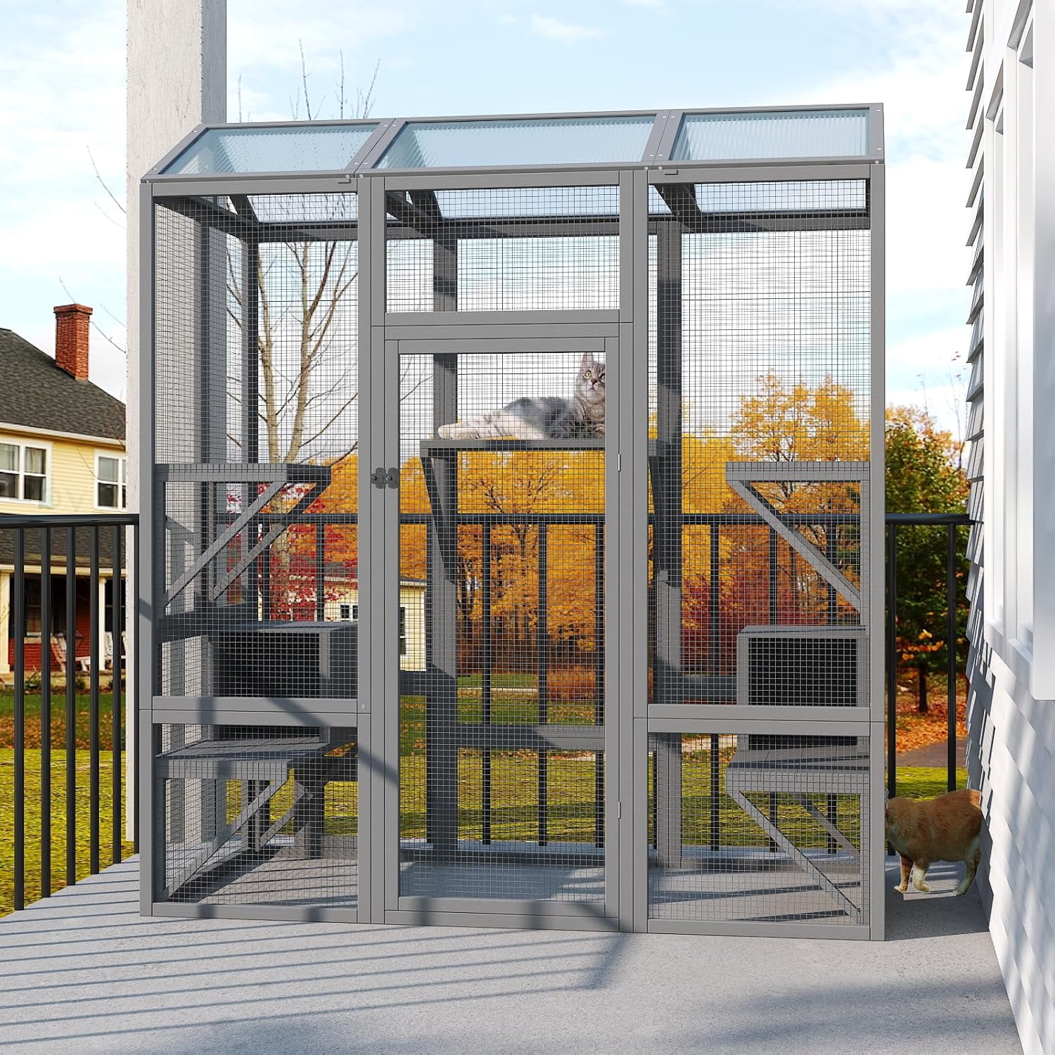 Catio Outdoor Cat Enclosure, Large Cat House for Winter with ...