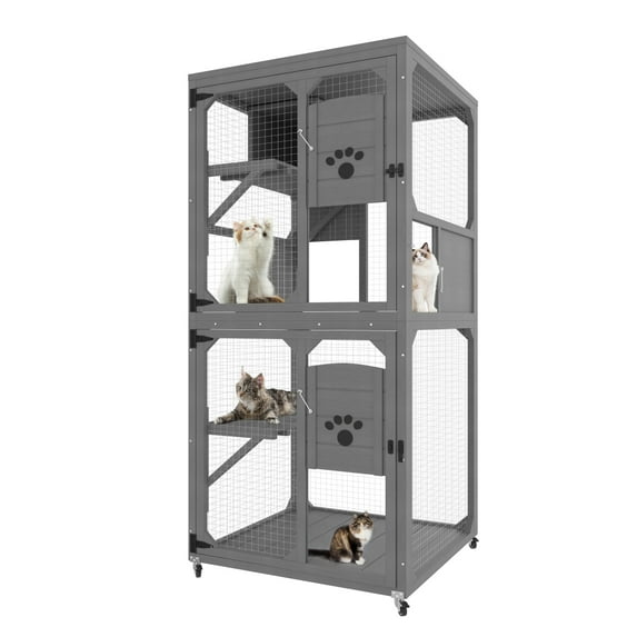 Catio Outdoor Cat Enclosure Window Access, 4 Tiers Cat House with ...