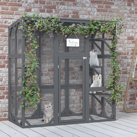 Omitree New Large Outdoor Weatherproof Multi Platforms Wooden Cat House ...