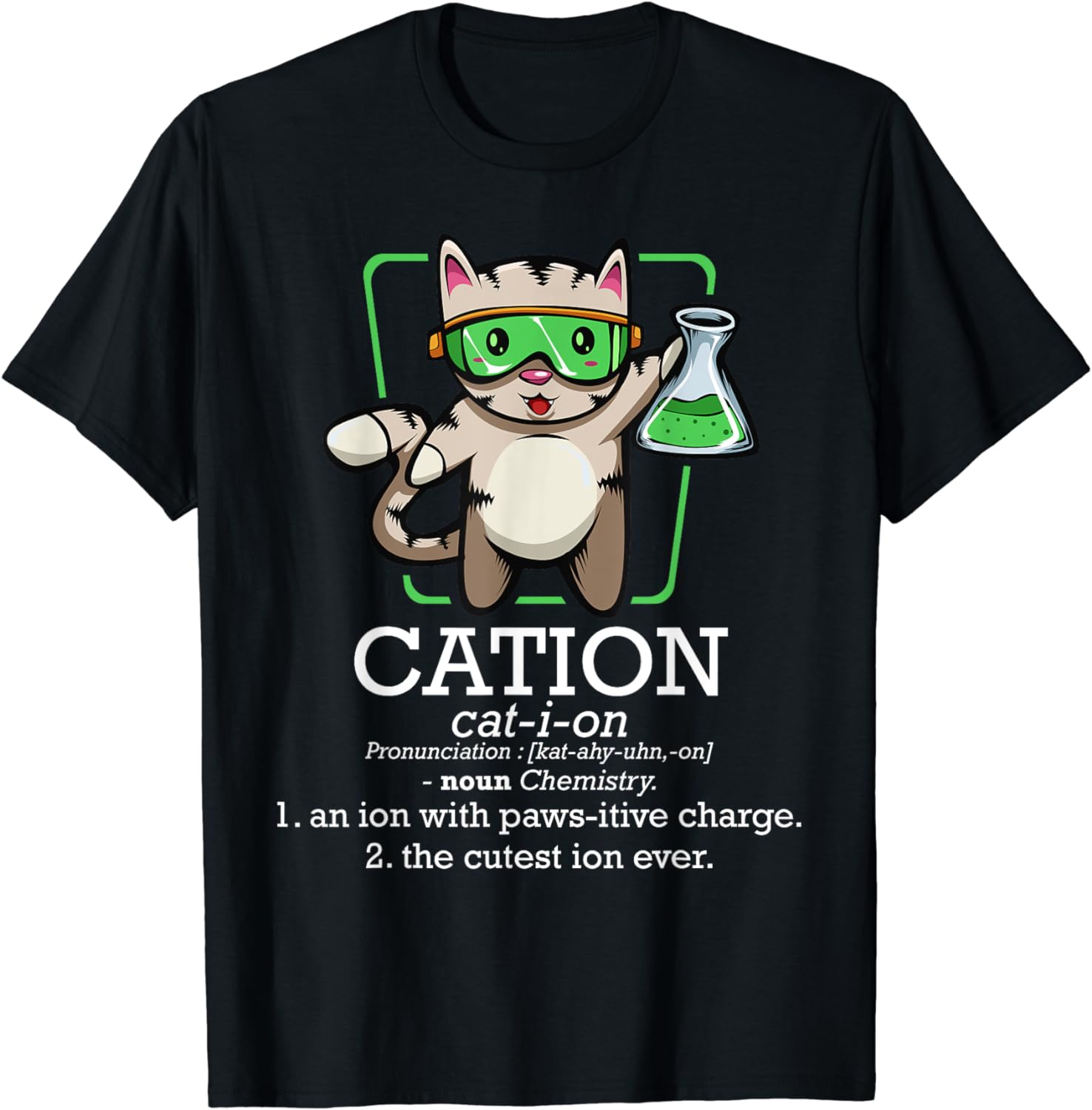 Cation Cute Science Cat Pawsitive Element Chemistry Teacher T-Shirt ...