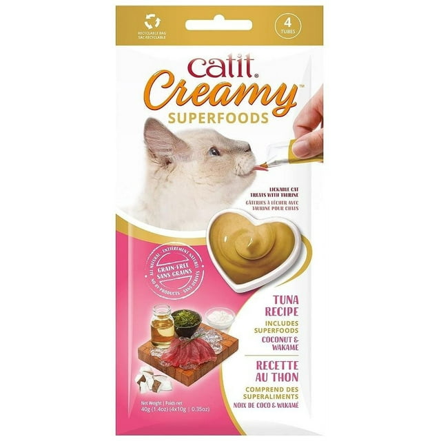 Catit Creamy Superfood Lickable Tuna, Coconut and Wakame Cat Treat [Cat ...