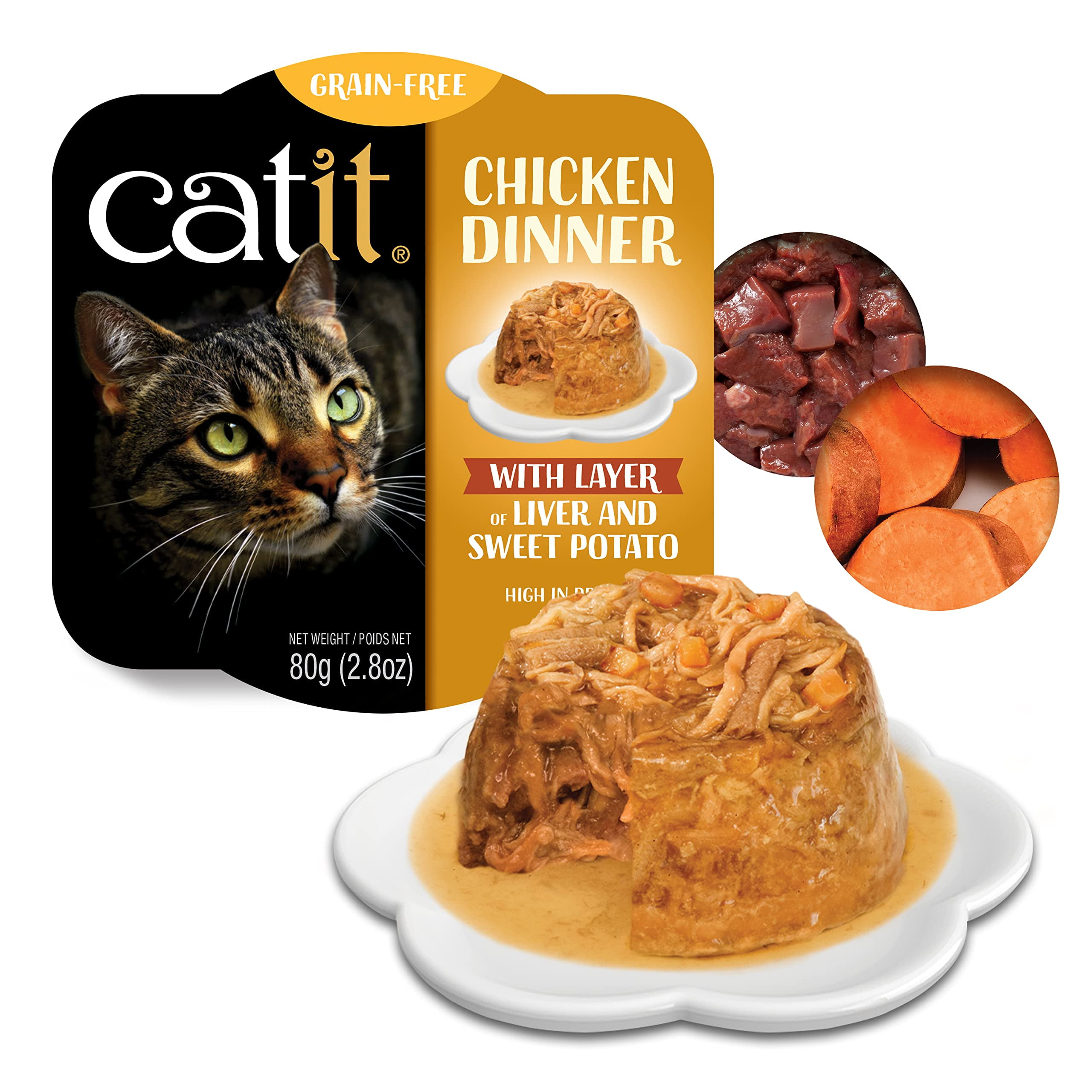 Catit Dinner Chicken W/Liver & Sweet Potato Cat Wet Food (Pack of 6 ...