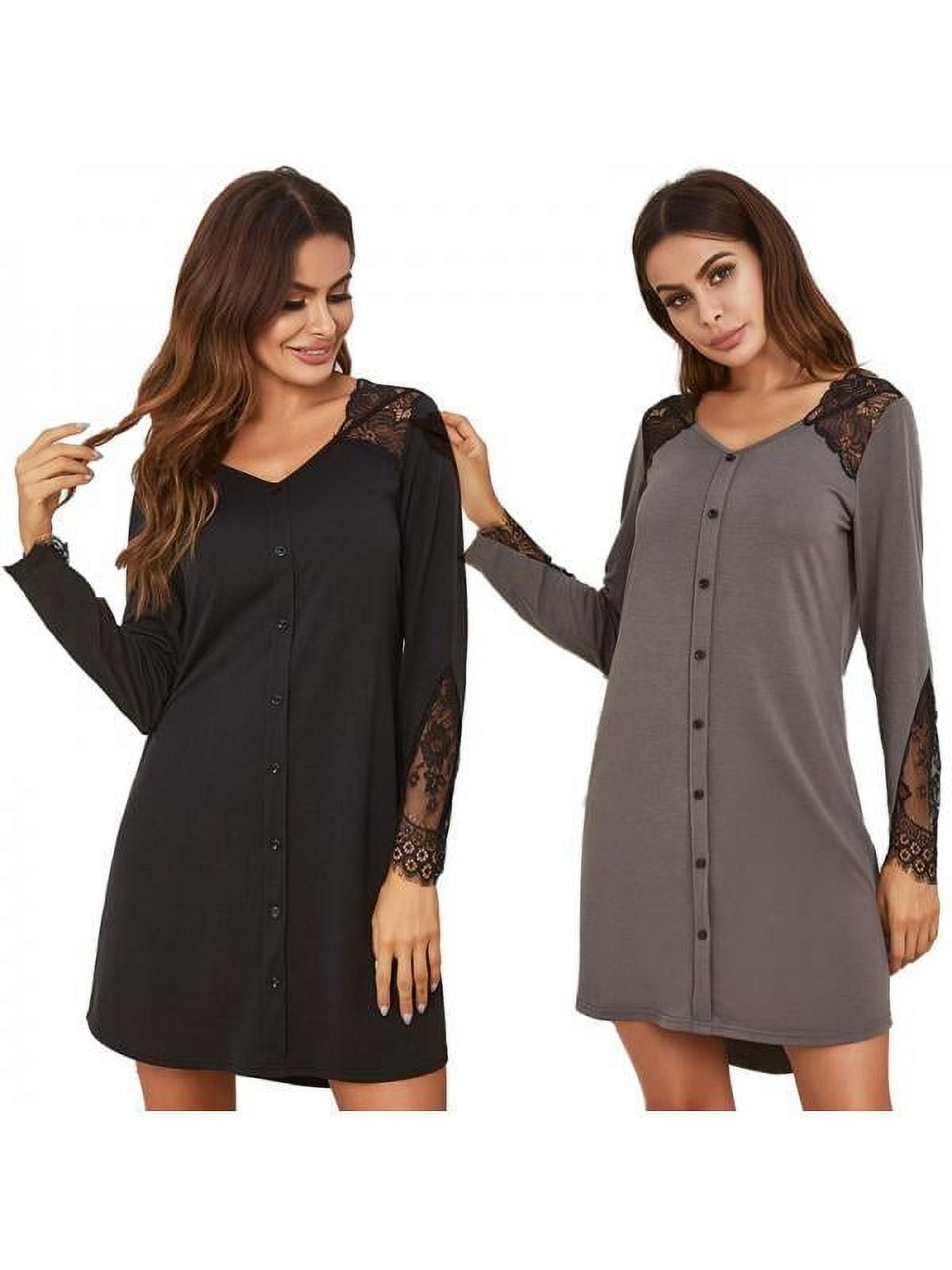 Catlerio Ladies Silky Soft Nightgown Women Sleepwear Crochet Trim Sleep ...
