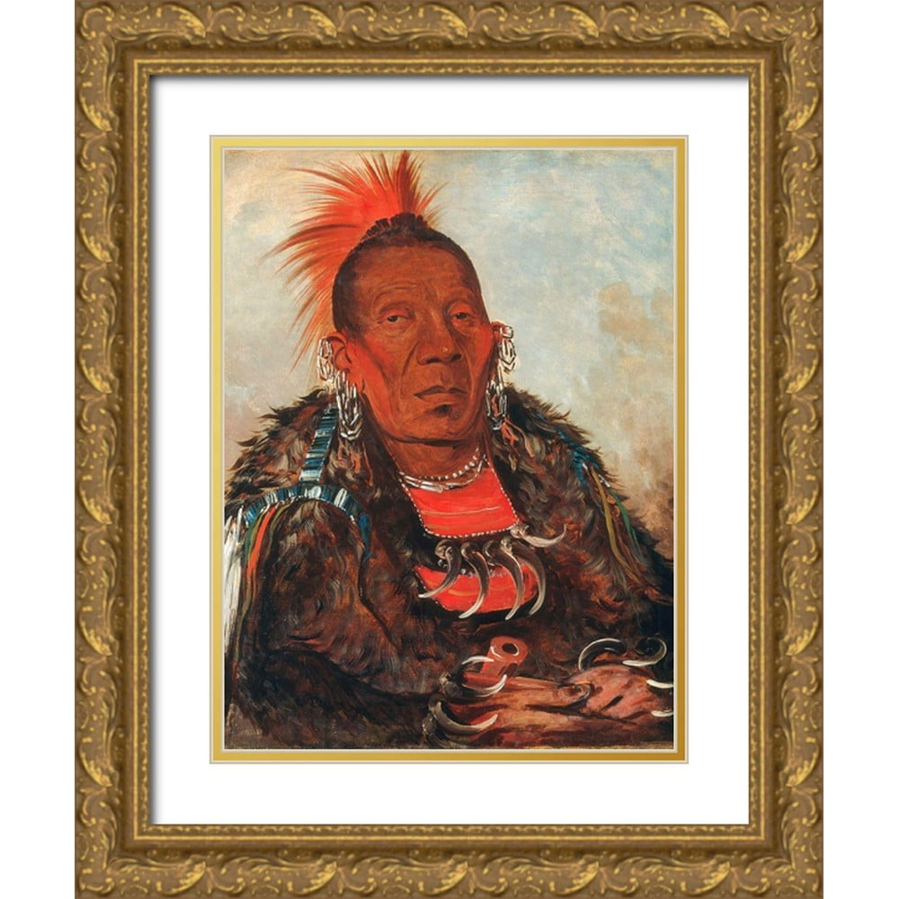 Catlin, George 25x32 Gold Ornate Wood Framed with Double Matting Museum Art Print Titled - Wah ...