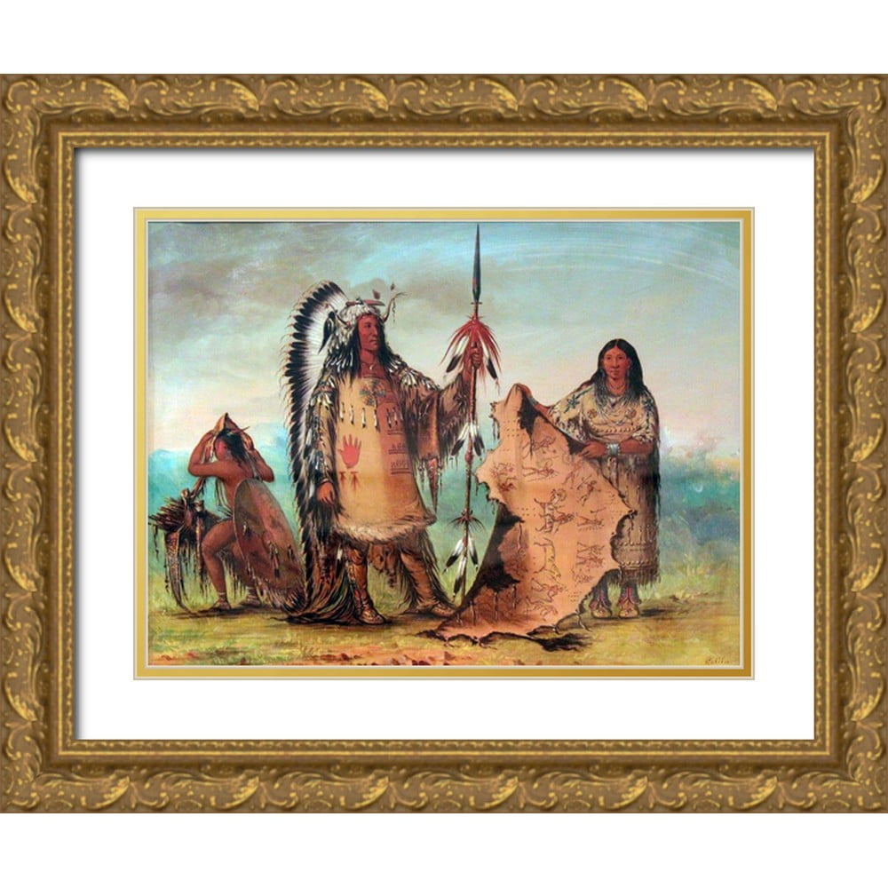 Catlin, George 32x25 Gold Ornate Wood Framed with Double Matting Museum ...