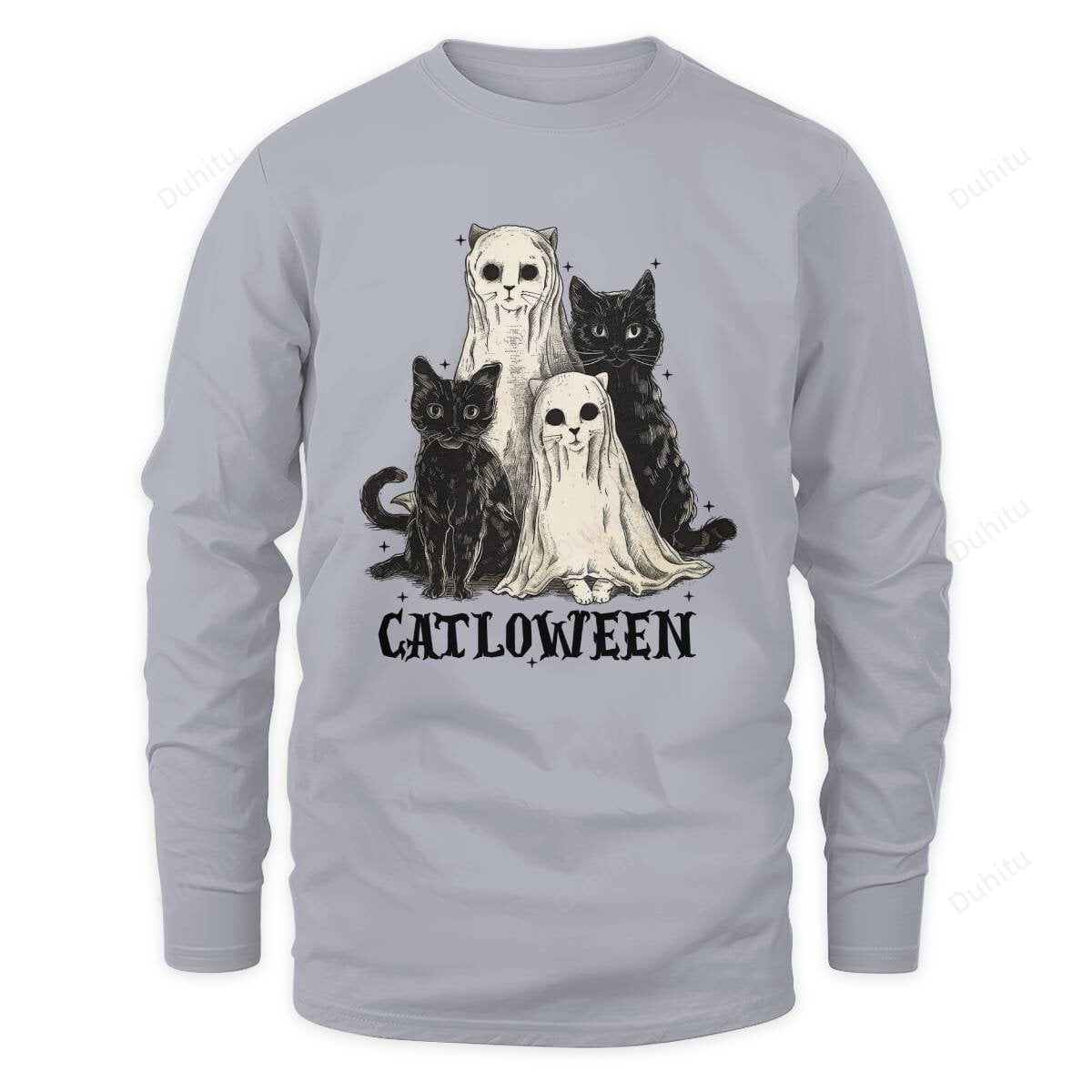Catloween Funny Halloween Cat Ghost Cute Black Cat, S-4XL - Walmart.com