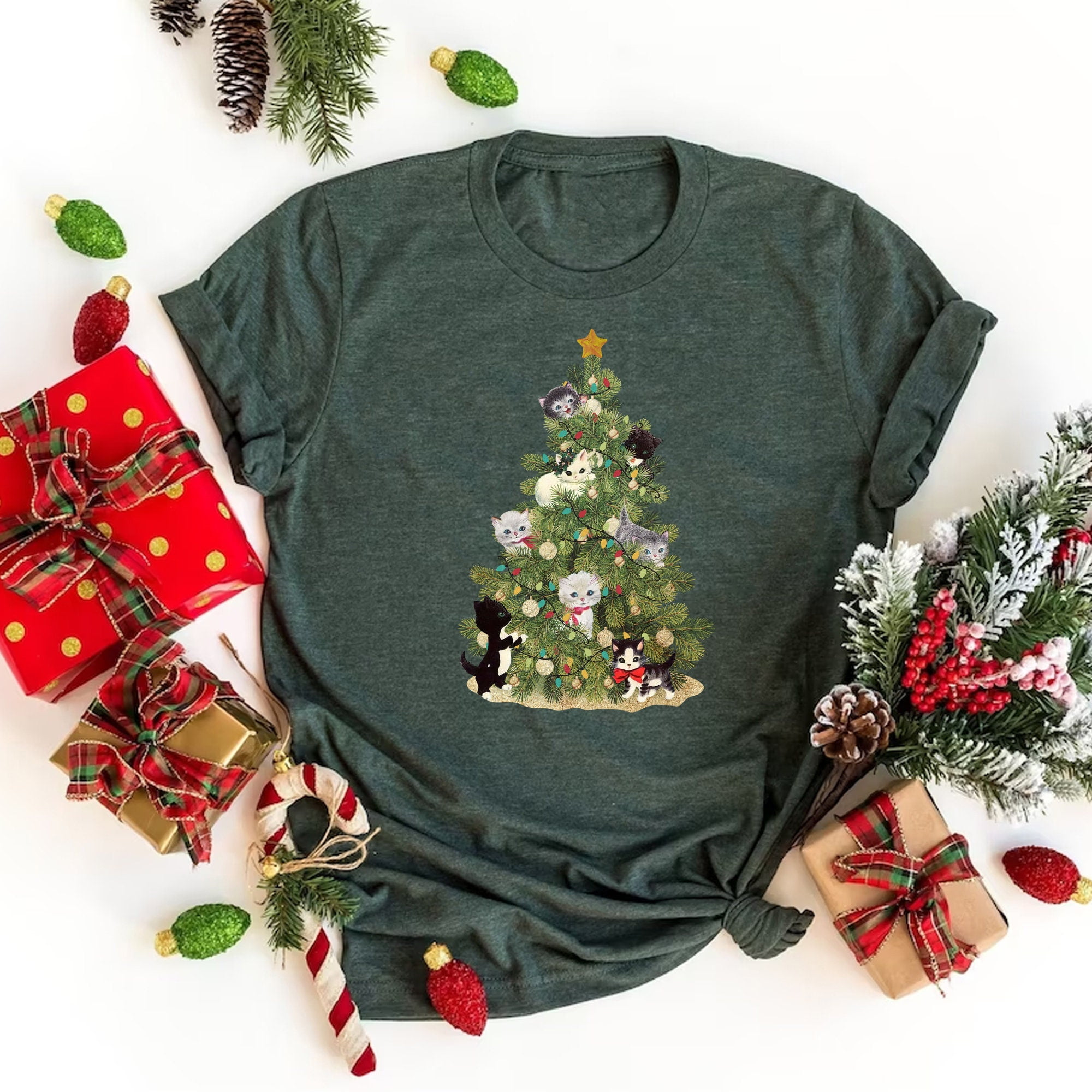 Catmas Shirt, Cat Christmas Tree Shirt, Cute Cat Christmas Shirt ...